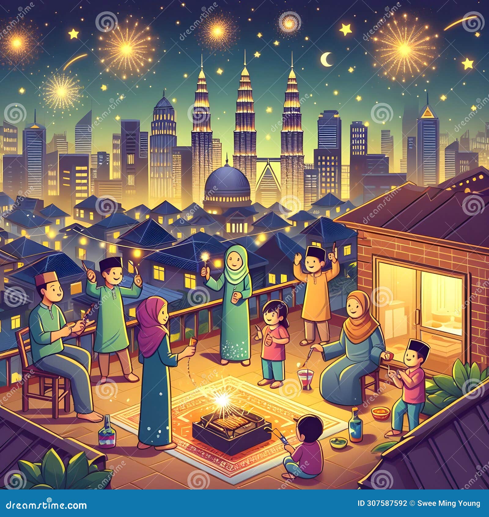 Image Of Malay Folks Celebrating Hari Raya Aidilfitri In Their ...
