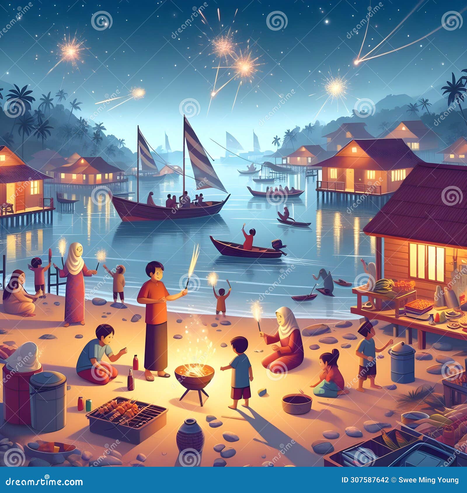 Image Of Malay Folks Celebrating Hari Raya Aidilfitri In Their ...