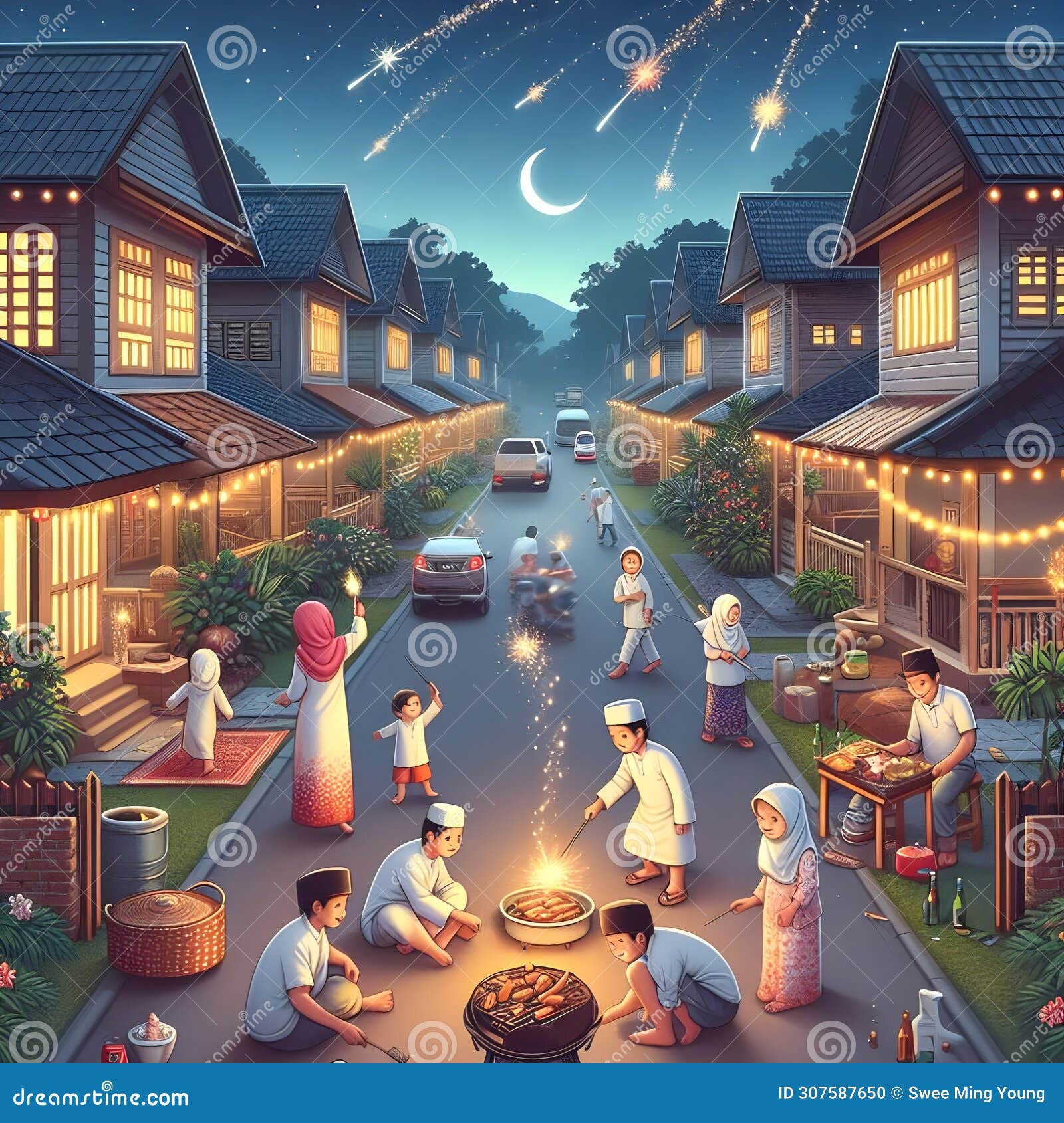 Image of Malay Folks Celebrating Hari Raya Aidilfitri in Their ...