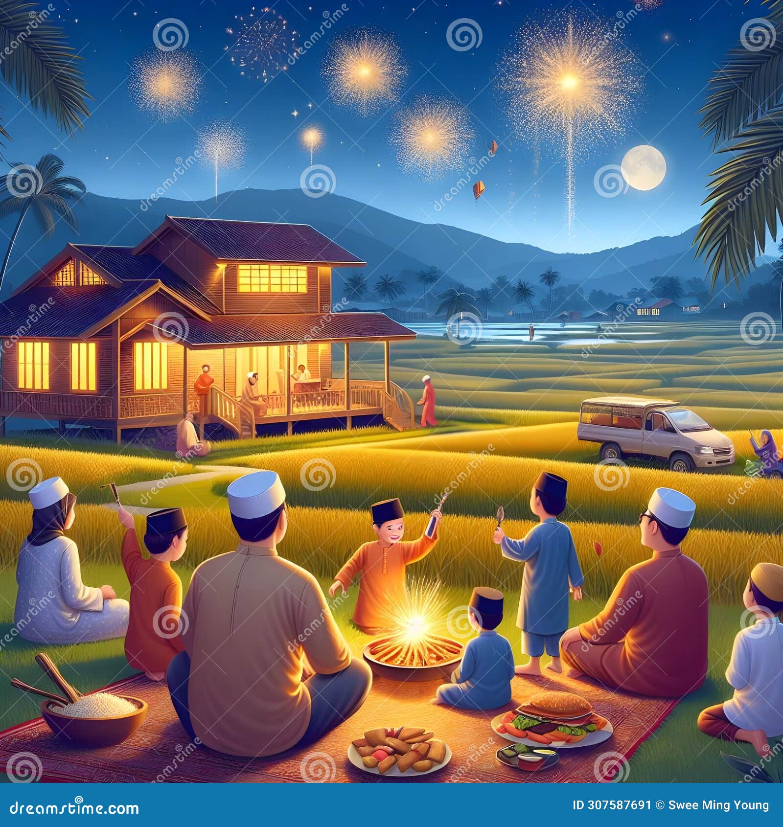 Image Of Malay Folks Celebrating Hari Raya Aidilfitri In Their ...