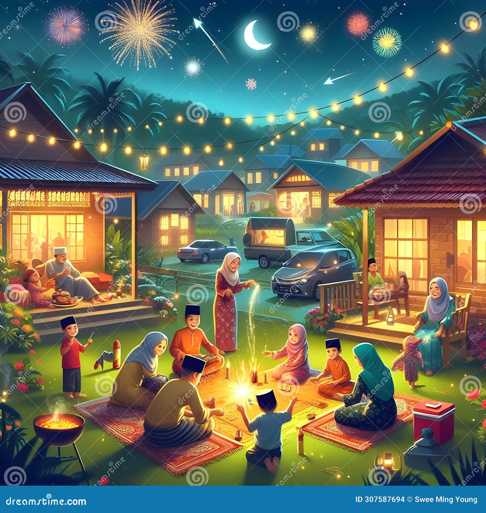 Image Of Malay Folks Celebrating Hari Raya Aidilfitri In Their ...