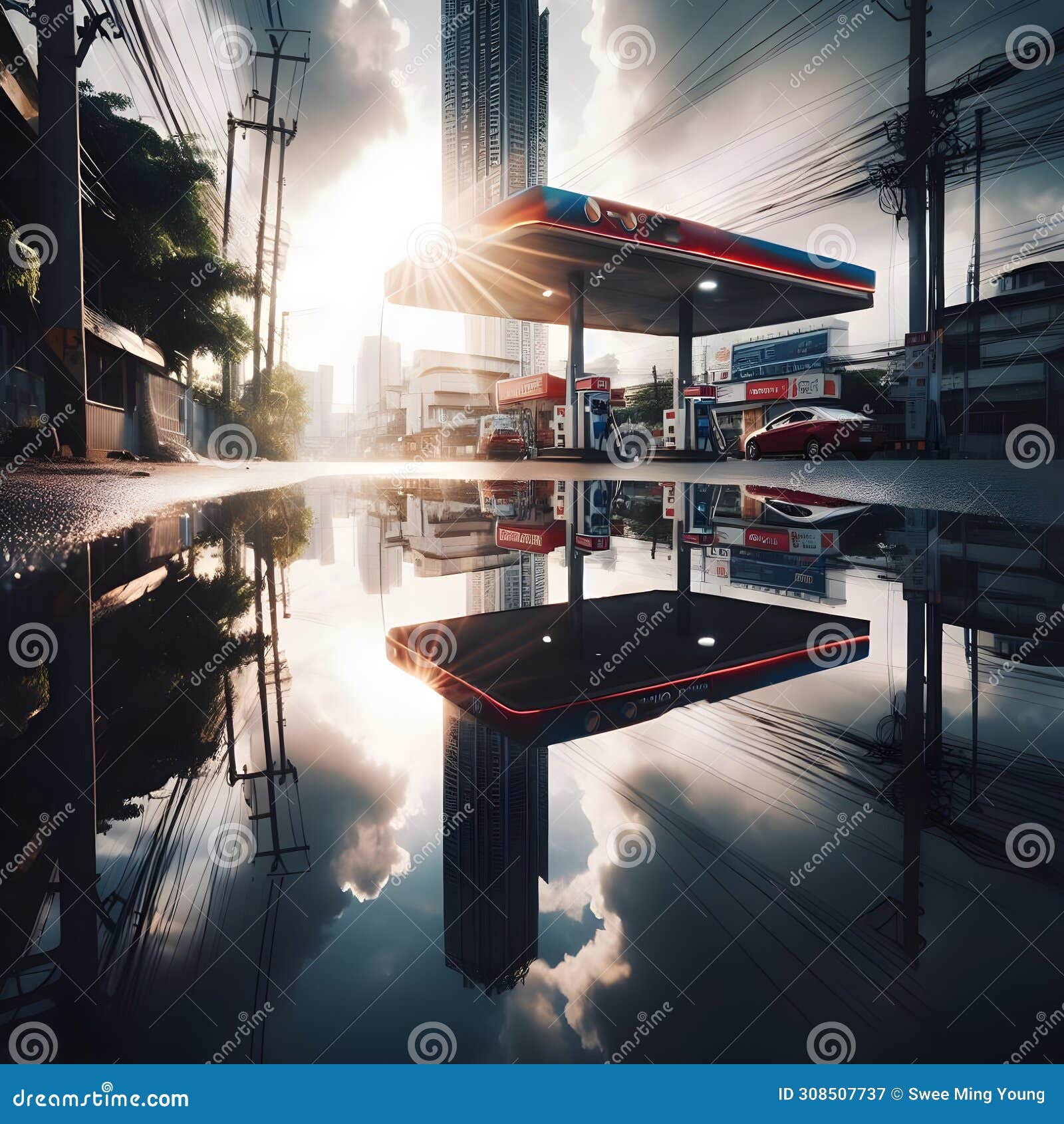 Image of Modern Building Structure Reflection Flawlessly Captured ...