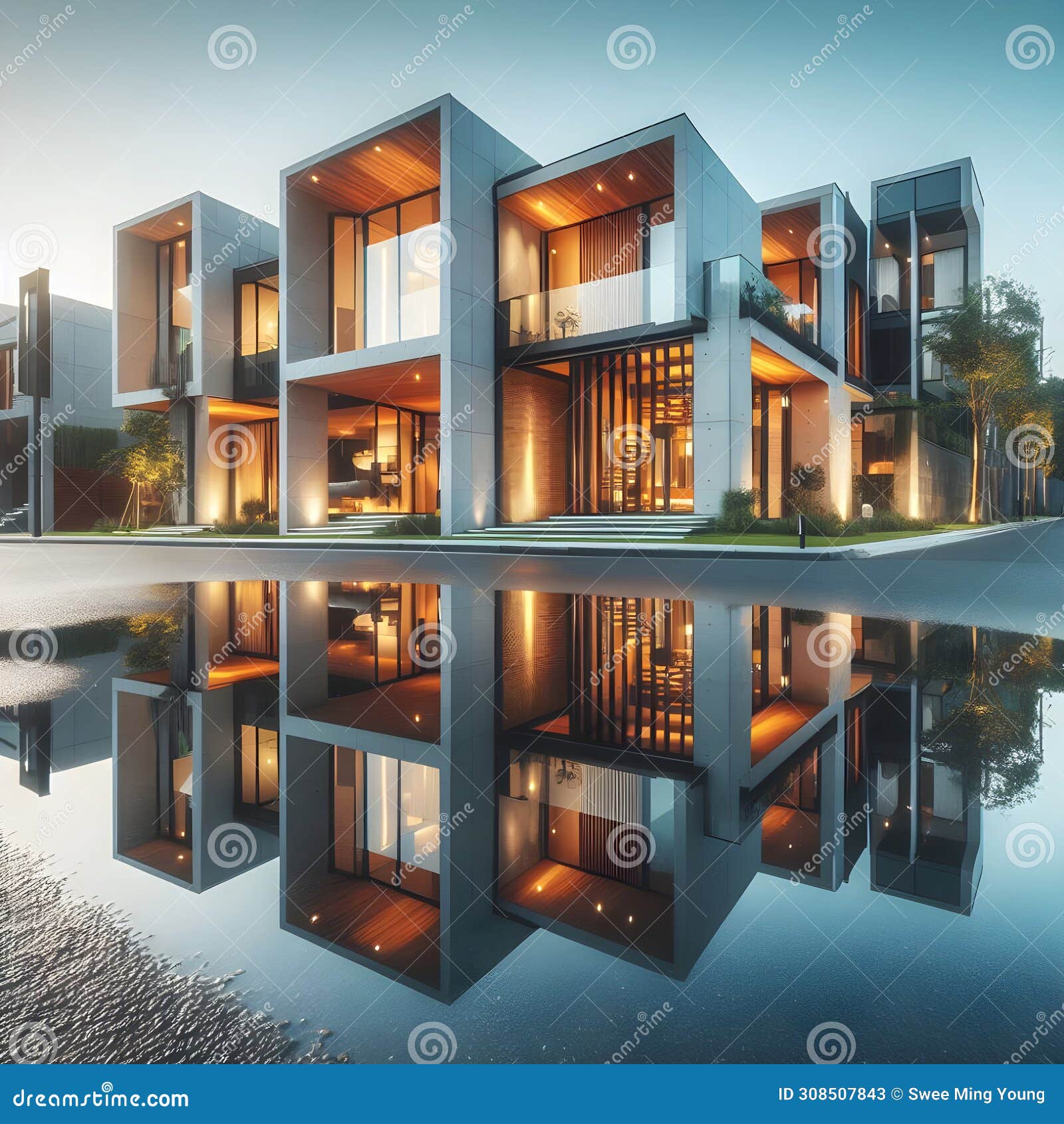 Image of Modern Building Structure Reflection Flawlessly Captured ...