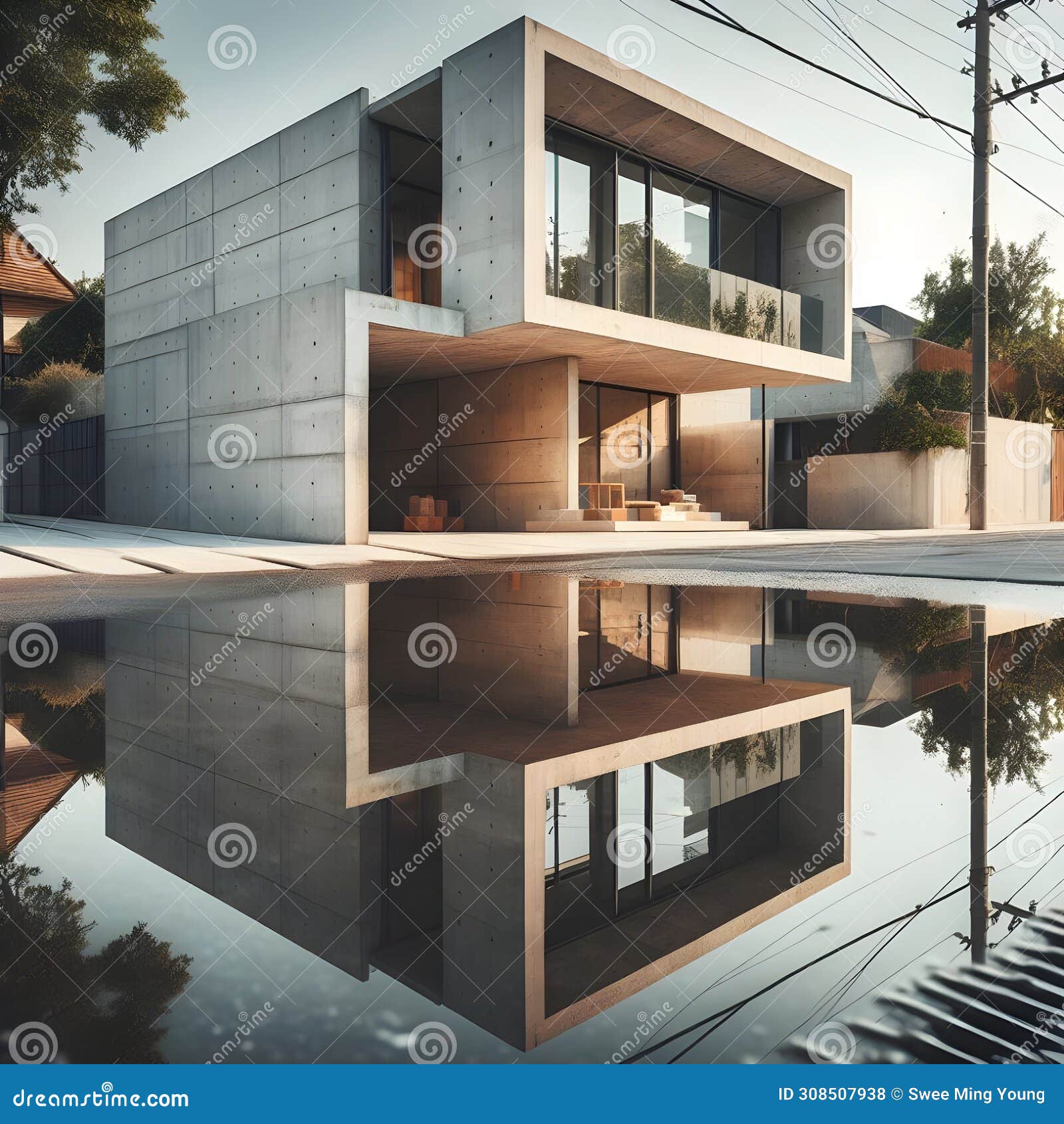 Image of Modern Building Structure Reflection Flawlessly Captured ...