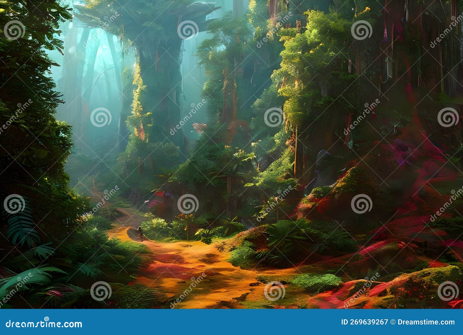 Image of the Painterly Psychedelic Woodland Landscape. Stock ...