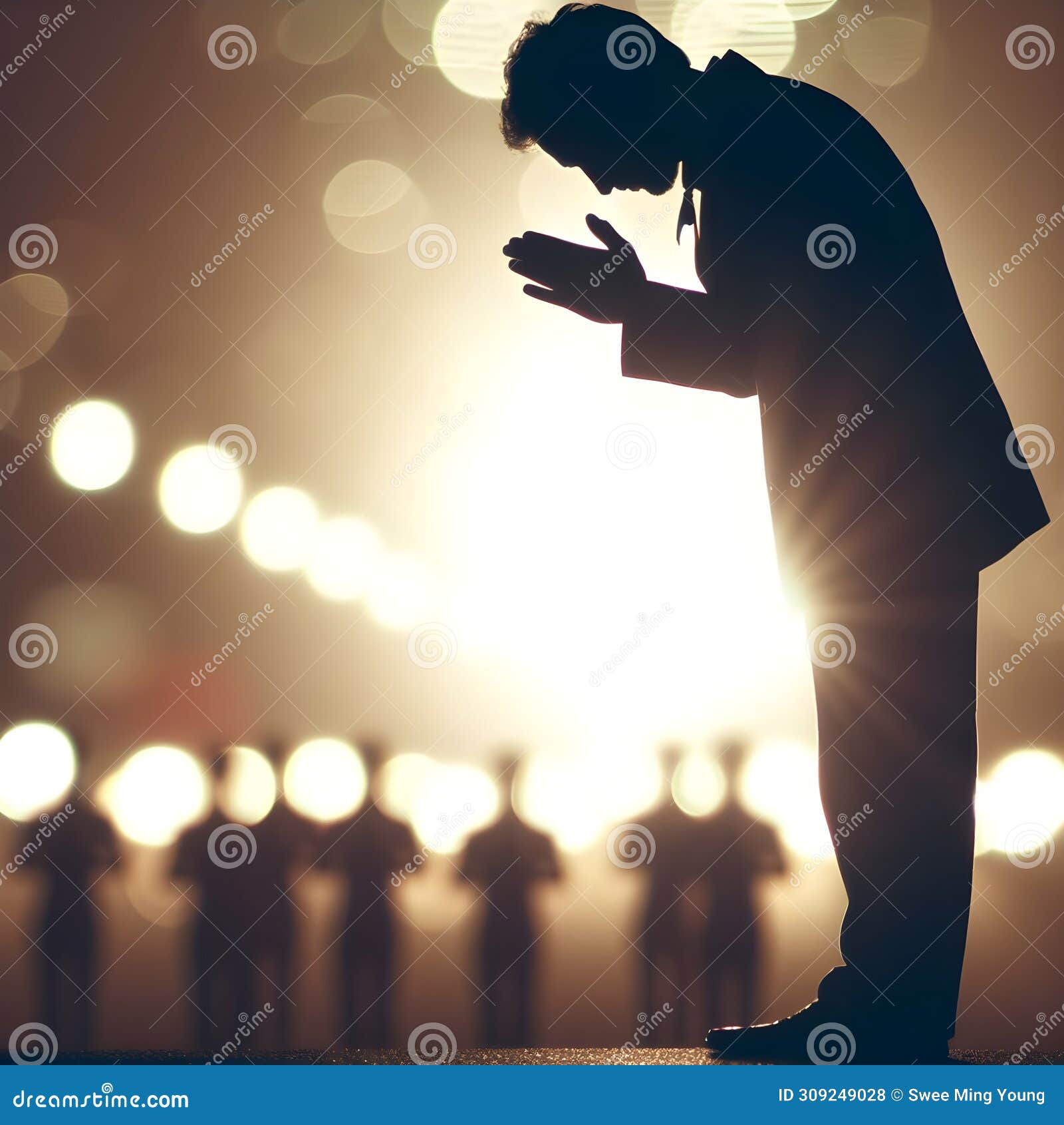 Image of a Person in Silhouette at the Distance, Gesturing the Deep ...