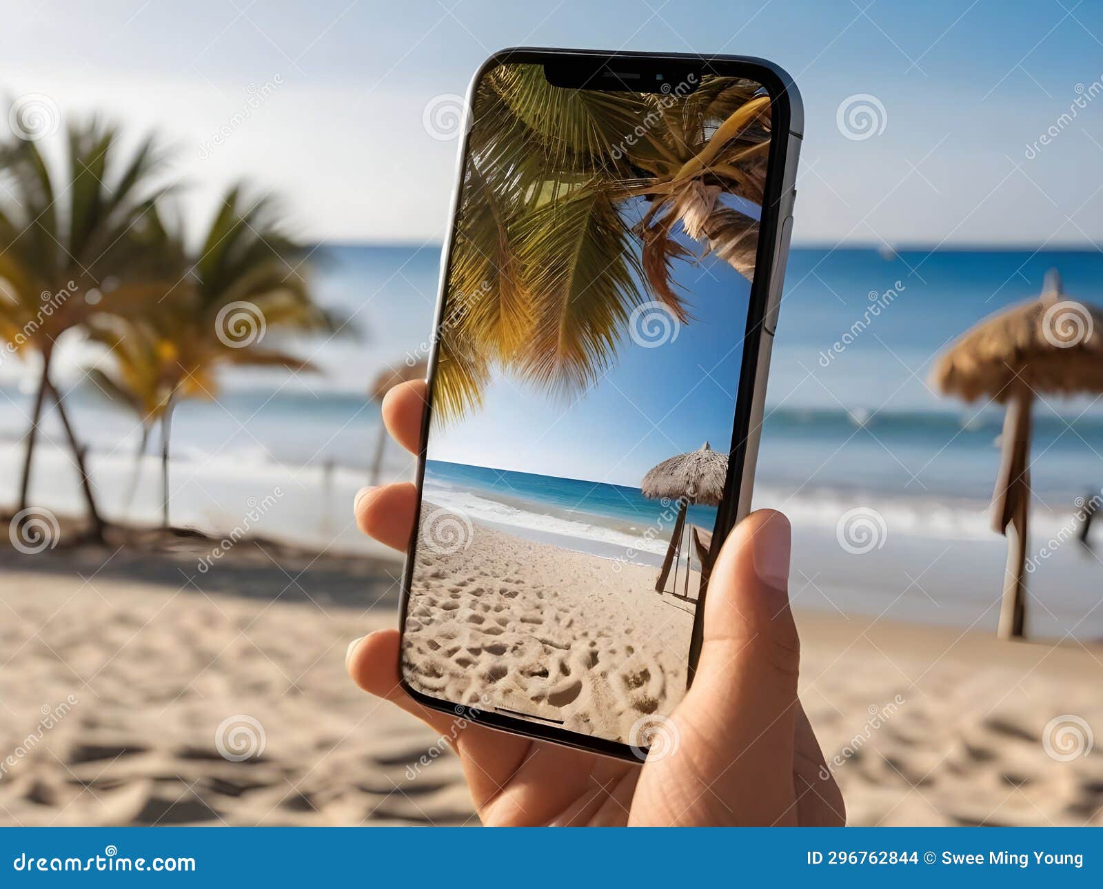 Image of Photography Summer Beautiful Beach on the Phone in the Hand ...