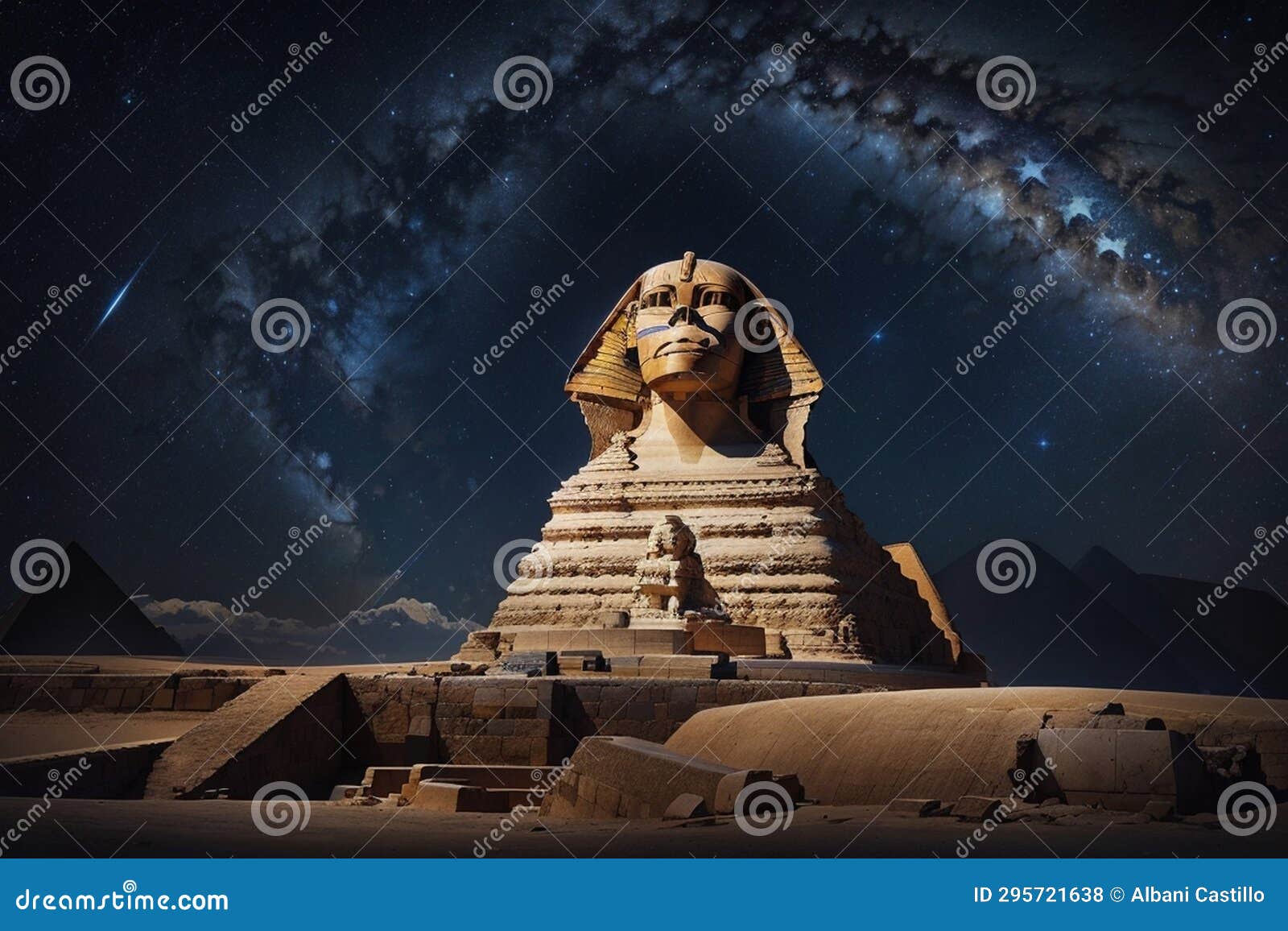Artificial Intelligence Generated Image of a Pyramid and Sphinx Under a ...