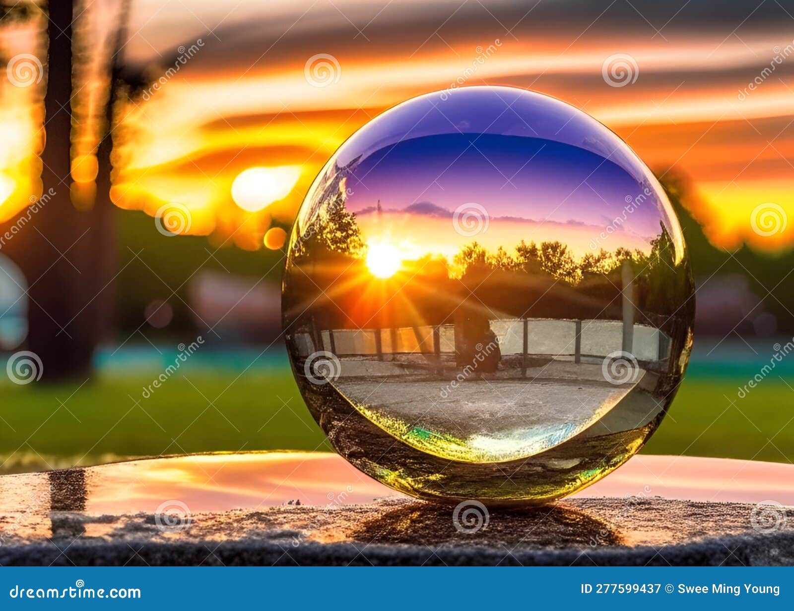 Image of the Reflective Glass Crystal Ball of the Scene by Which the ...
