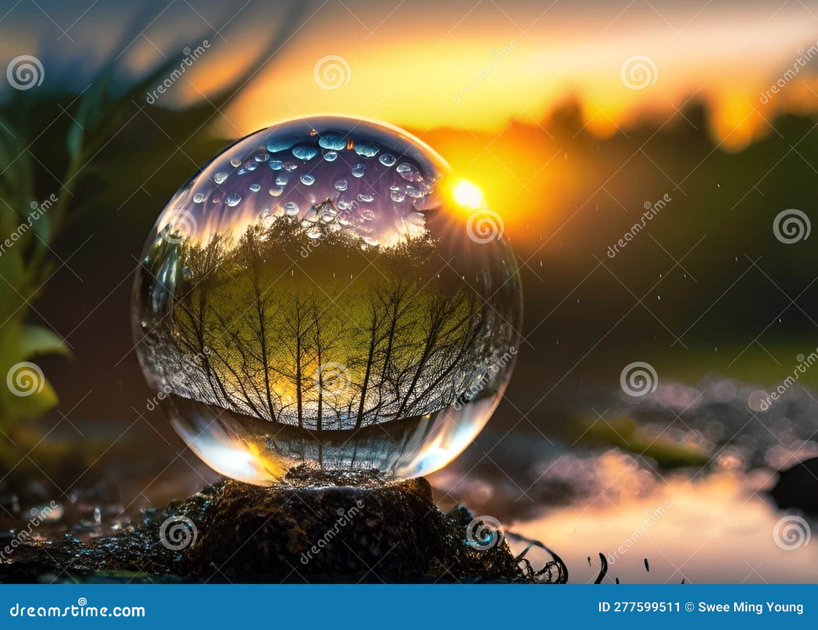 Image of the Reflective Glass Crystal Ball of the Scene by Which the ...