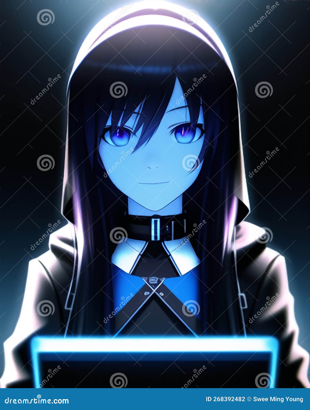 The Sailor Moon Anime Girl Hacker On The Laptop Computer System Stock Illustration