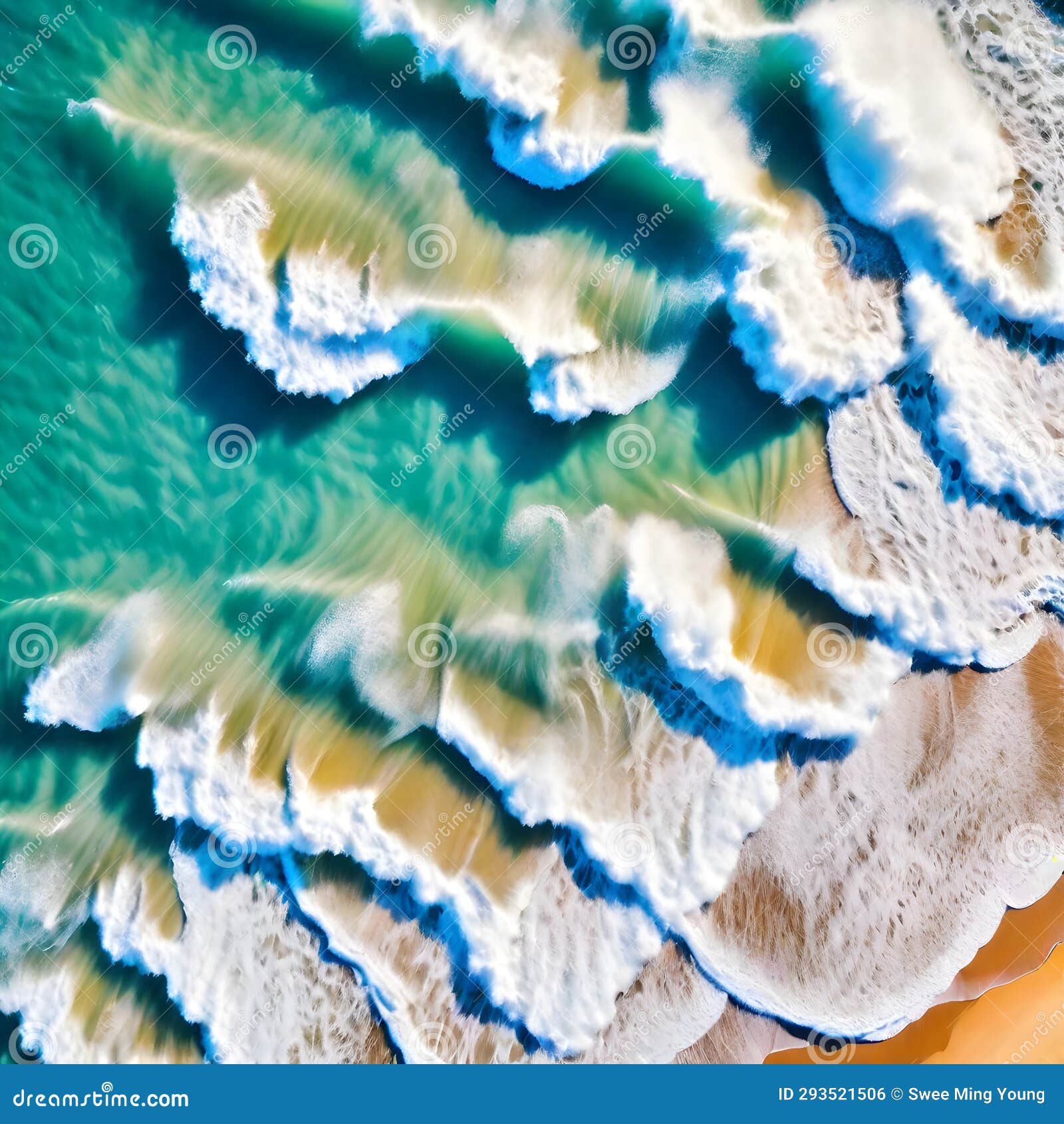 Image of the Sandy Beach and Beautiful Waves from Top Down View. Stock ...