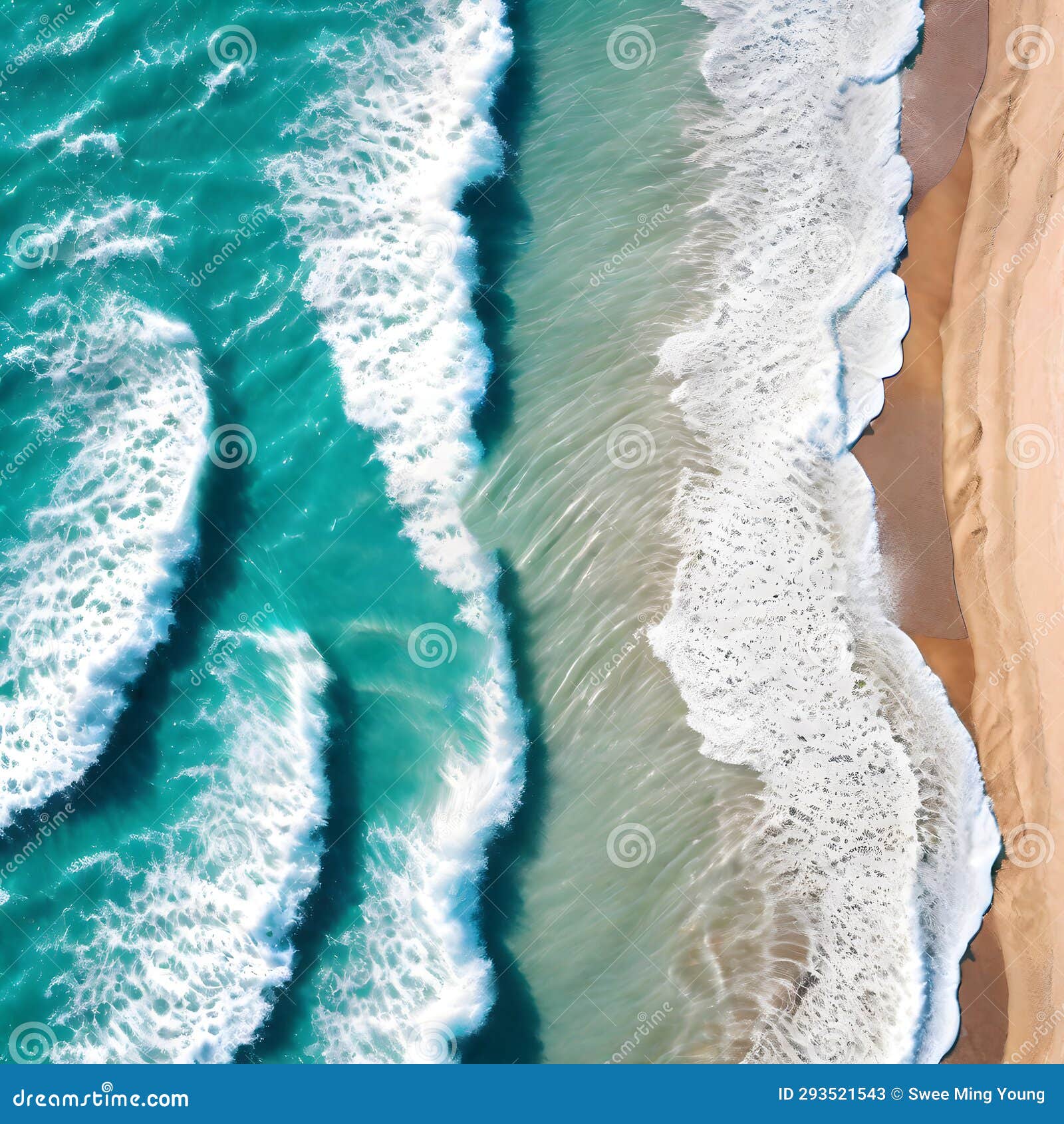 Image of the Sandy Beach and Beautiful Waves from Top Down View. Stock ...
