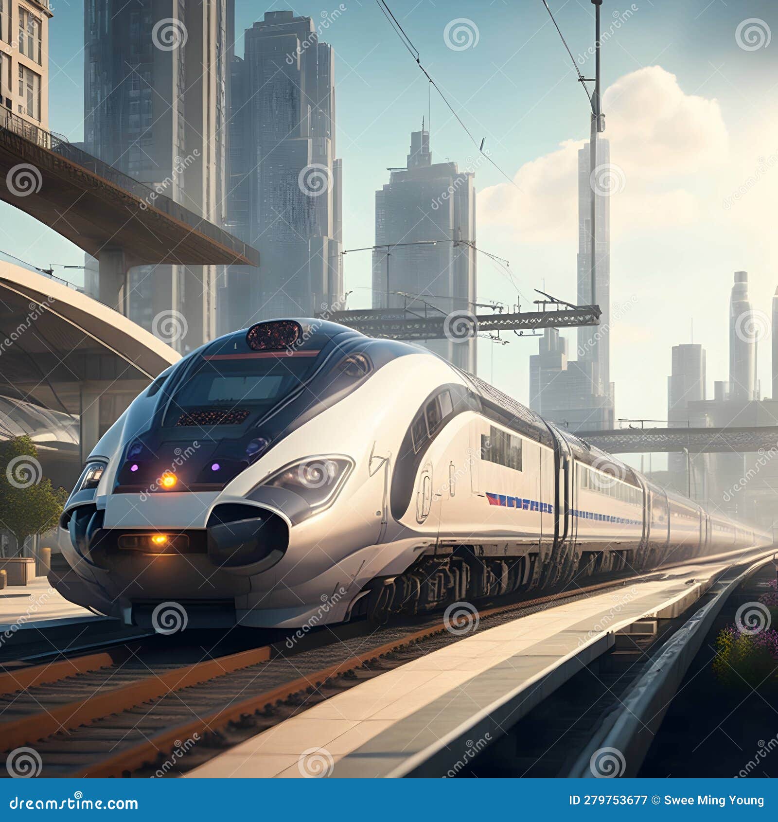 Image of Scene of the Futuristic High Speed Railway System and Station ...