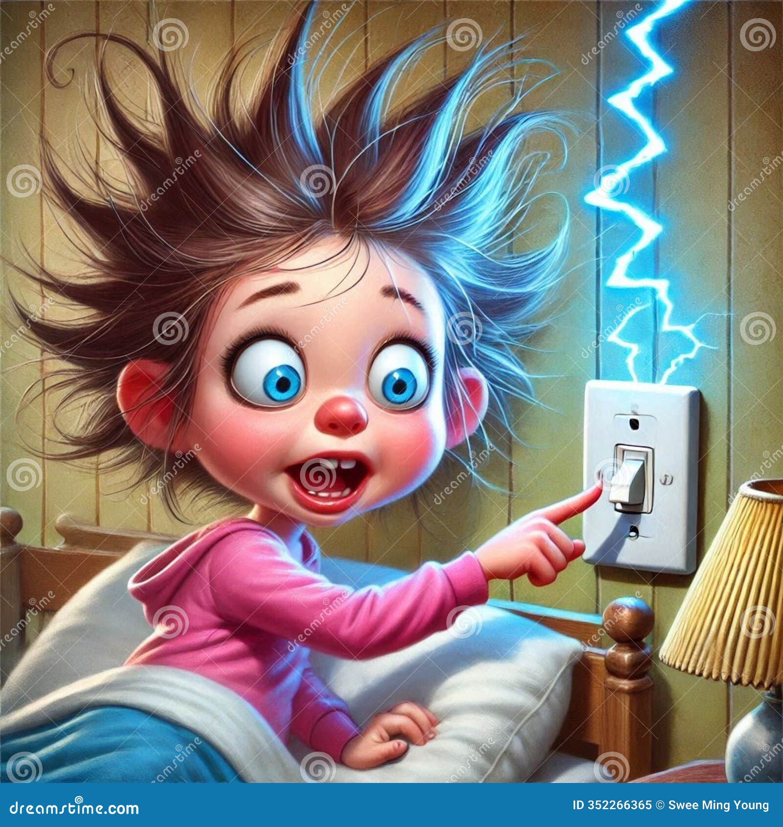 A Silly Quirky Person Electrocuted while Touching a Switch and the Hair ...