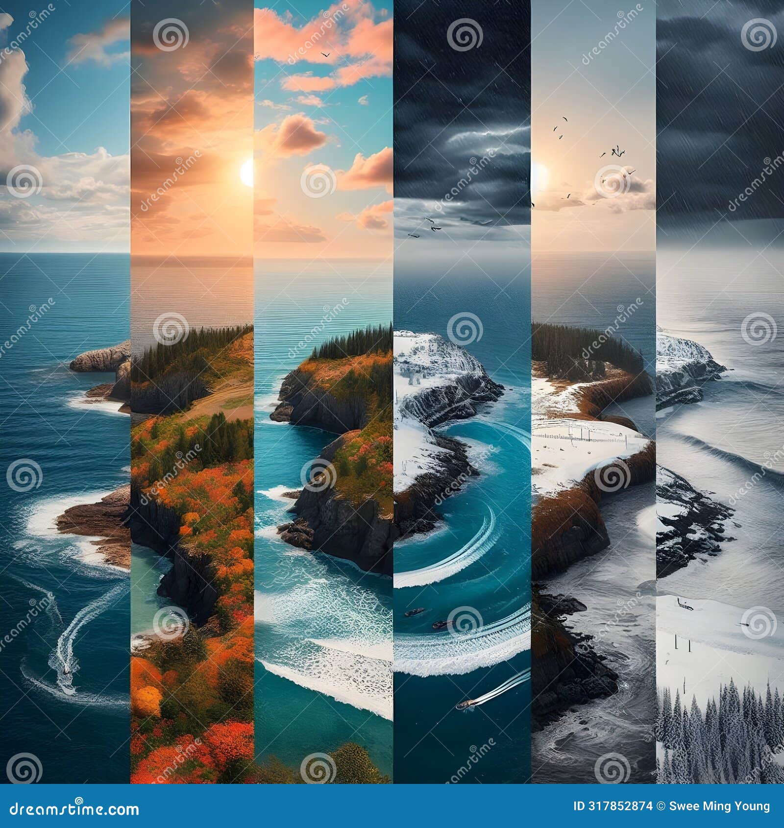 Image of a Single Photo with Four Frames Depicting Winter, Spring ...