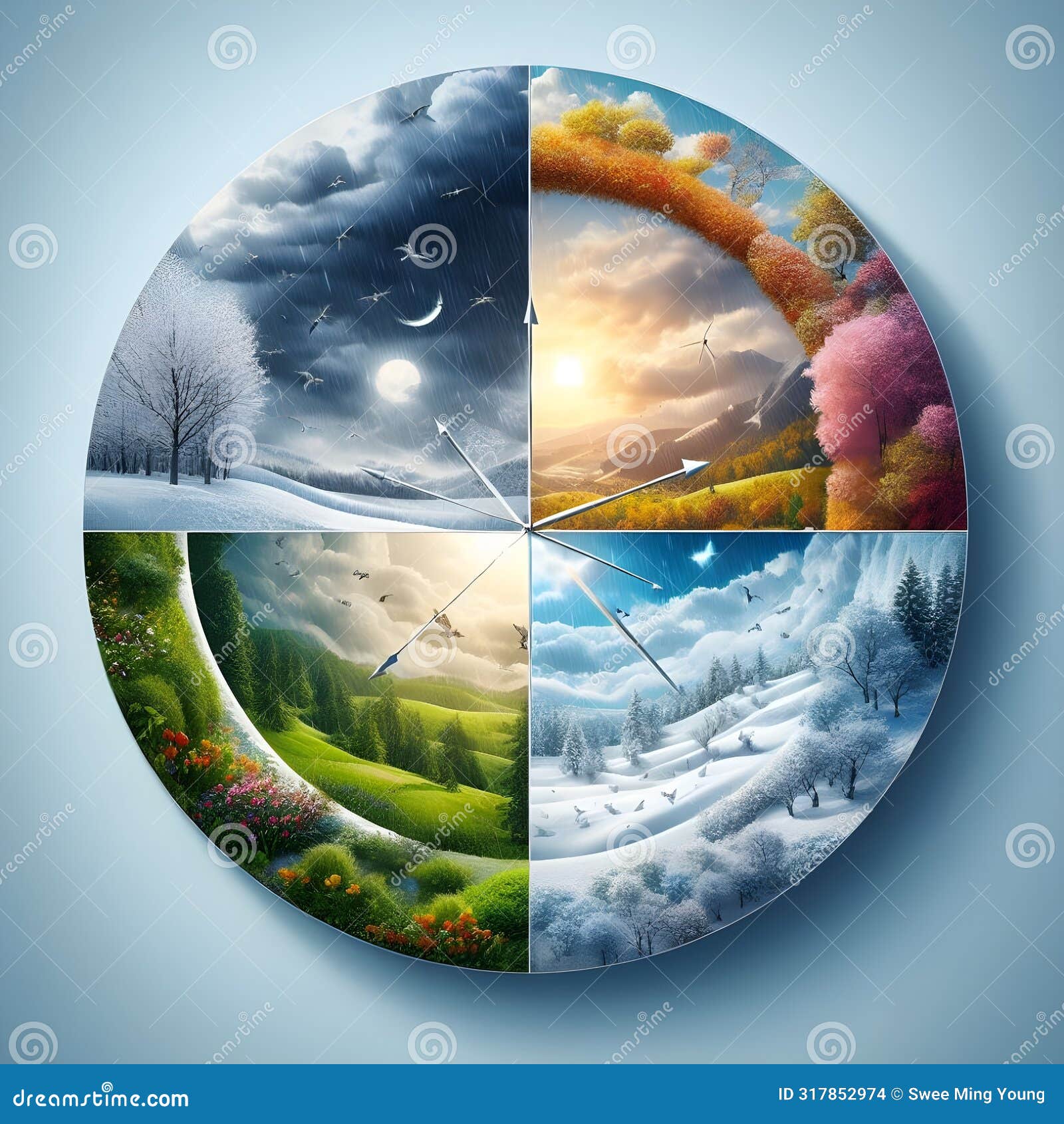 Image of a Single Photo with Four Frames Depicting Winter, Spring ...