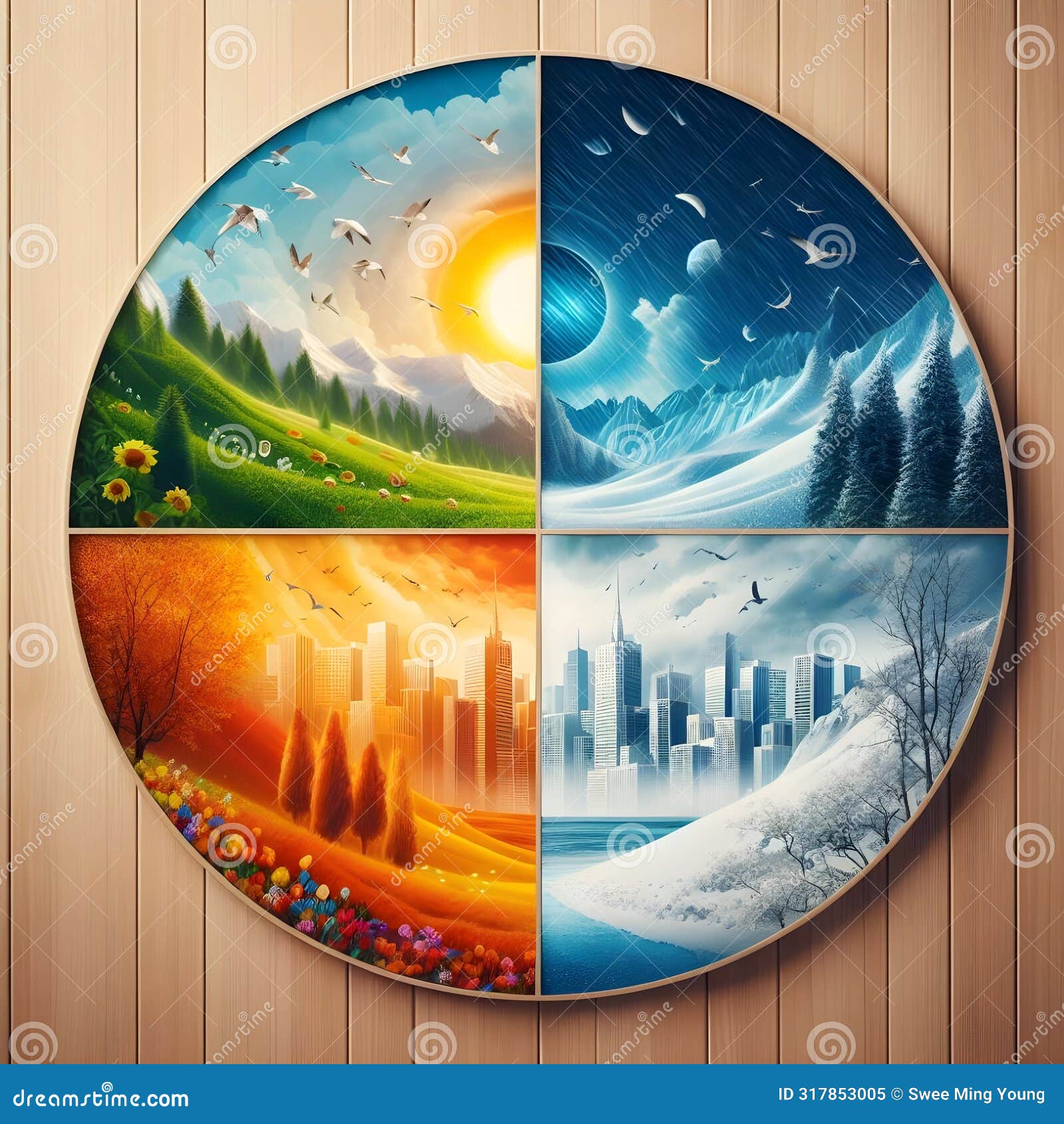 Image of a Single Photo with Four Frames Depicting Winter, Spring ...