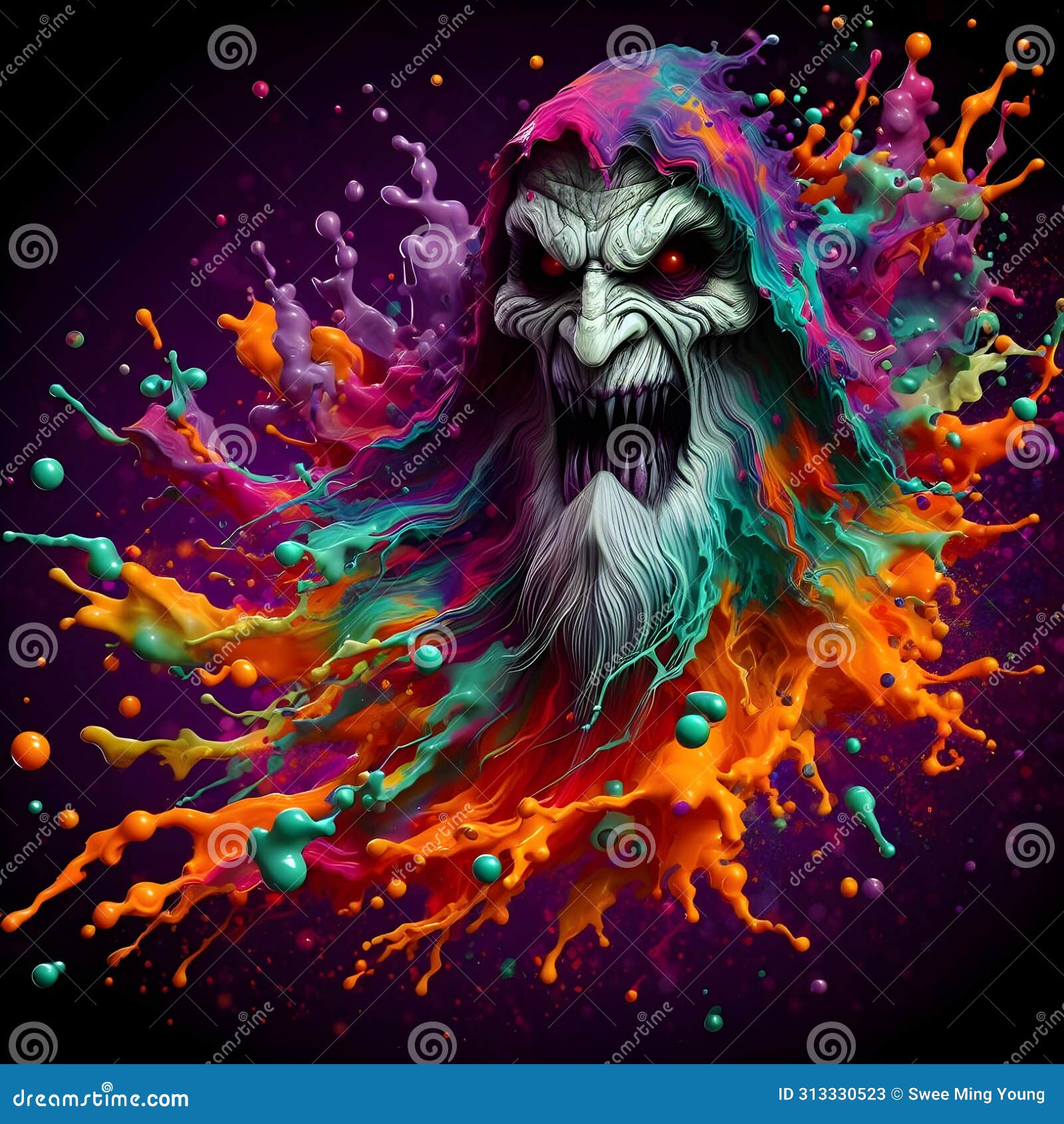 Image of Sinister Spirit Rising Up from Liquid Splash Art. Stock ...