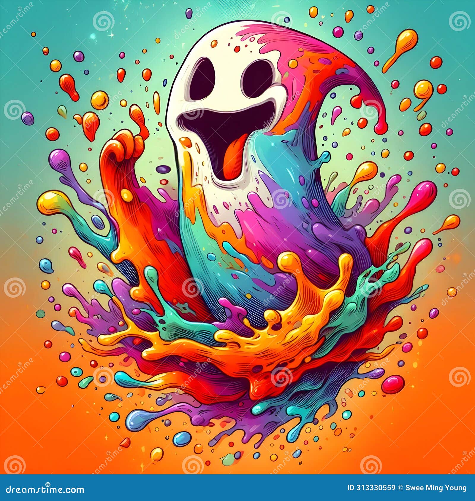 Image of Sinister Spirit Rising Up from Liquid Splash Art. Stock ...