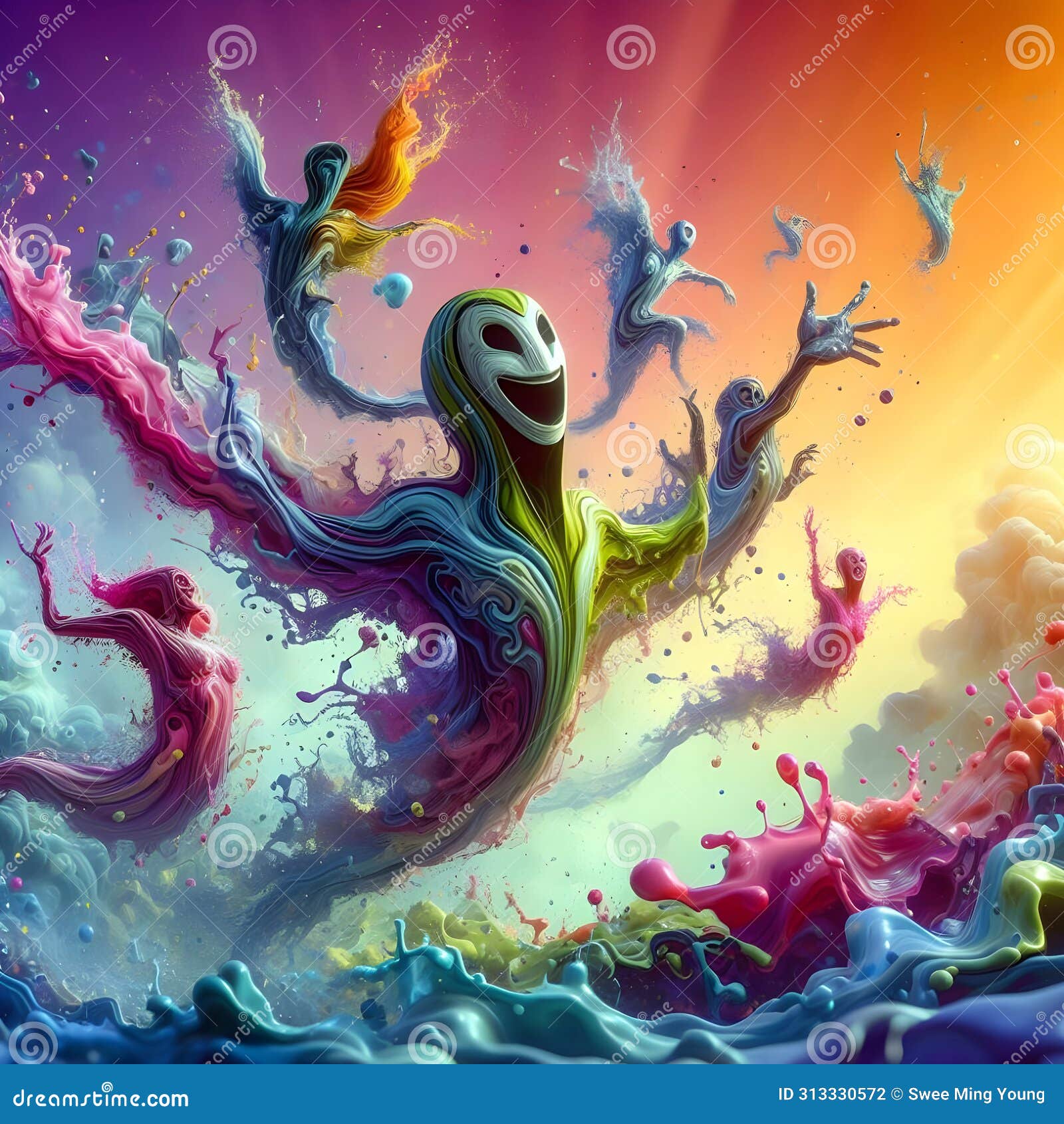 Image of Sinister Spirit Rising Up from Liquid Splash Art. Stock ...