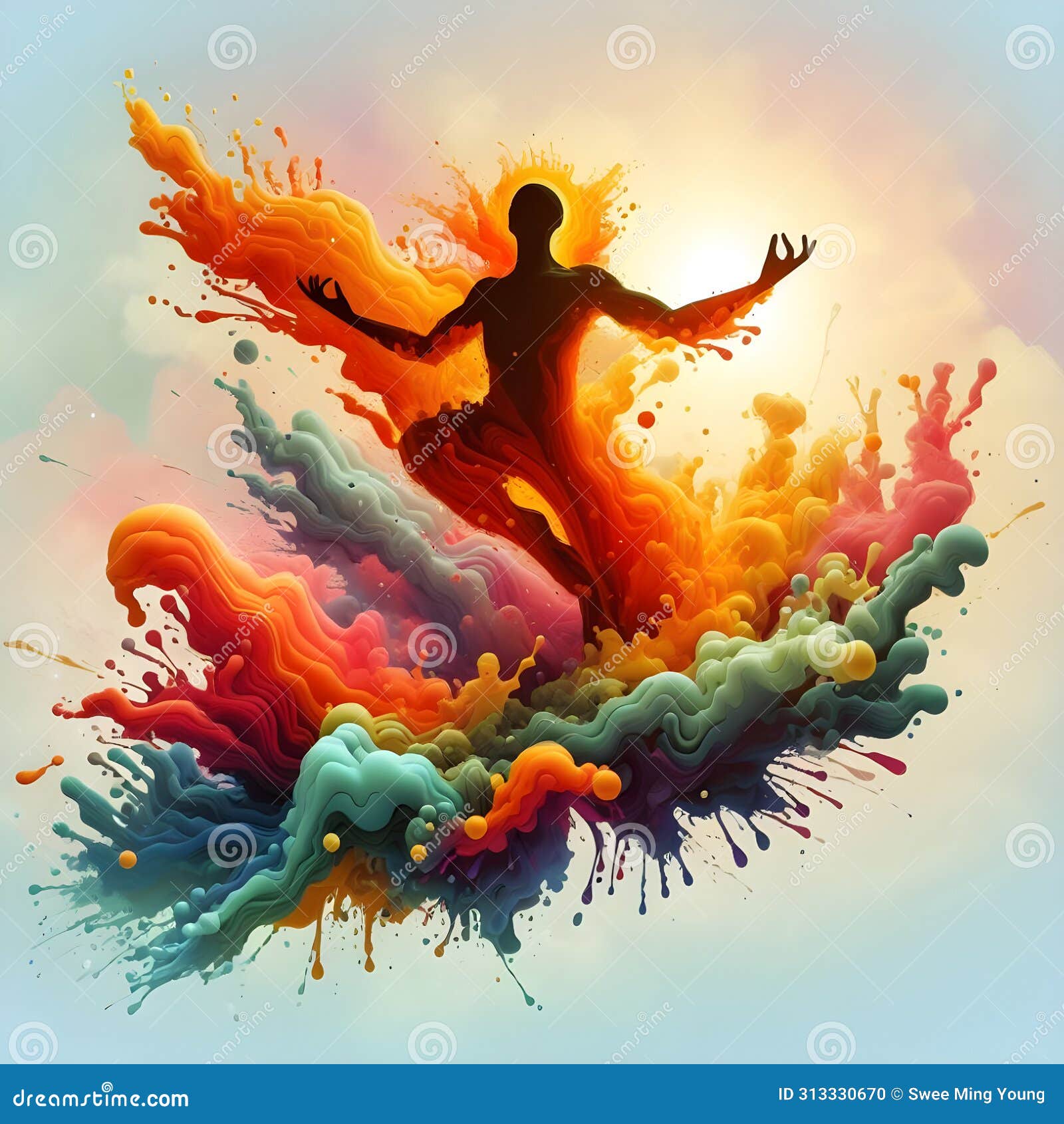 Image of Sinister Spirit Rising Up from Liquid Splash Art. Stock ...