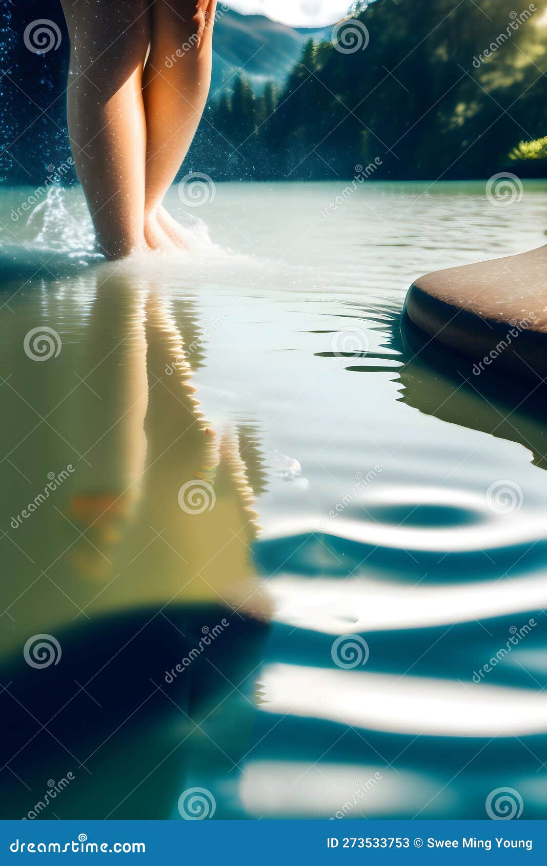 Image of Someone Bare Feet Soaking and Walking in a Flowing River ...