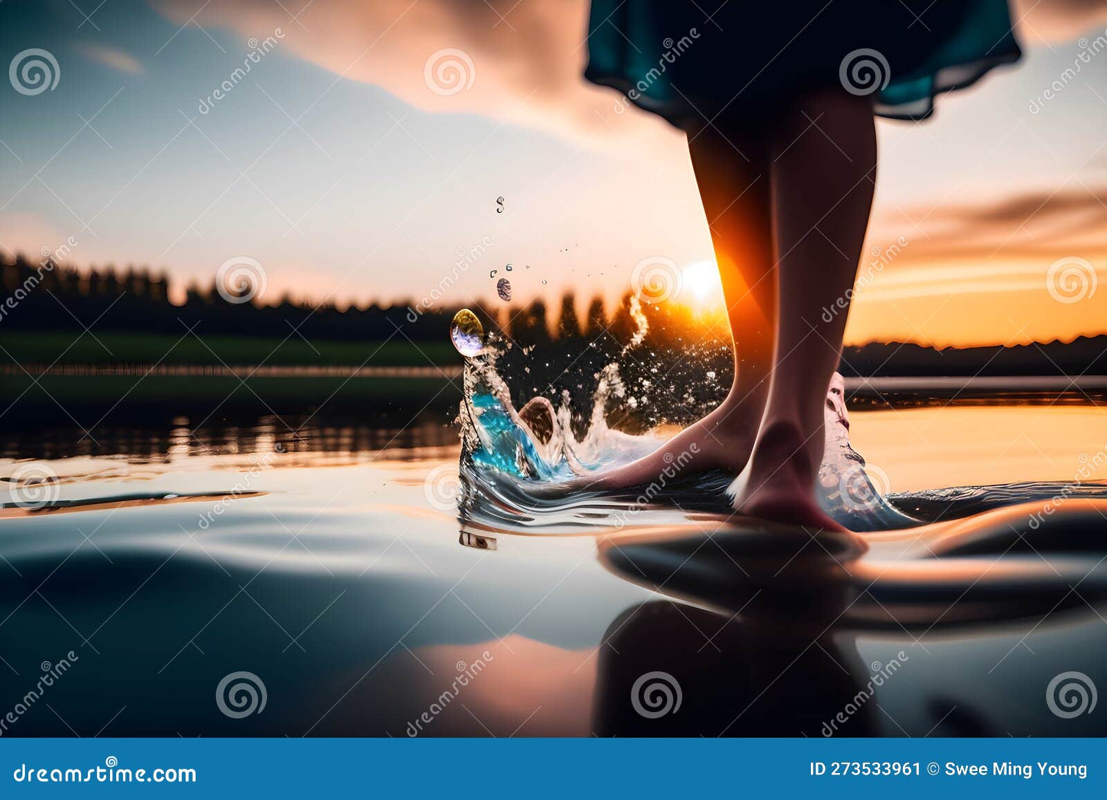Image of Someone Bare Feet Soaking and Walking in a Flowing River ...