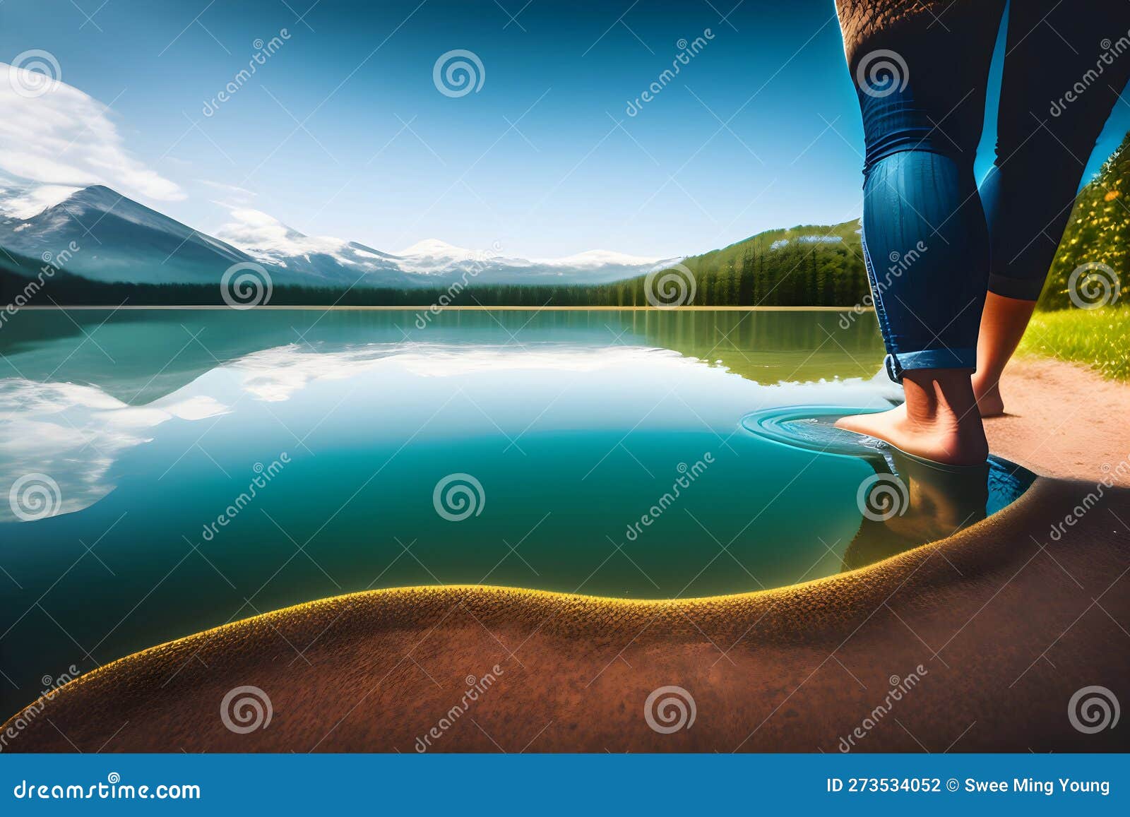 Image of Someone Bare Feet Soaking and Walking in a Flowing River ...