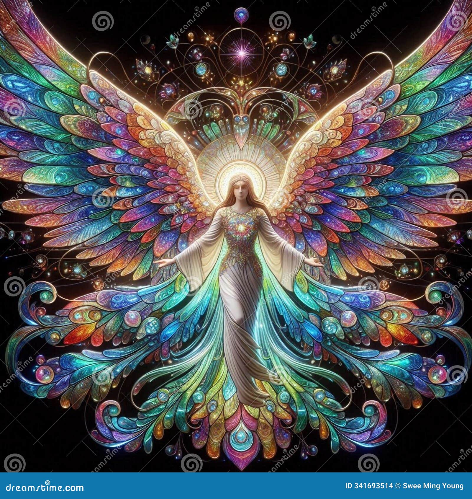 A Stunning Majestic 3D Ethereal Prodigal Angel With Wings Crafted With ...