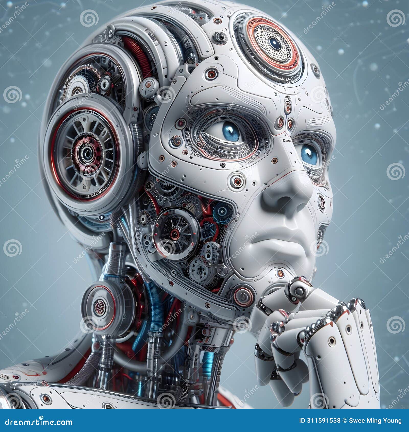 Image of a Surrealistic Gobsmacked AI Robots in Different Facial ...