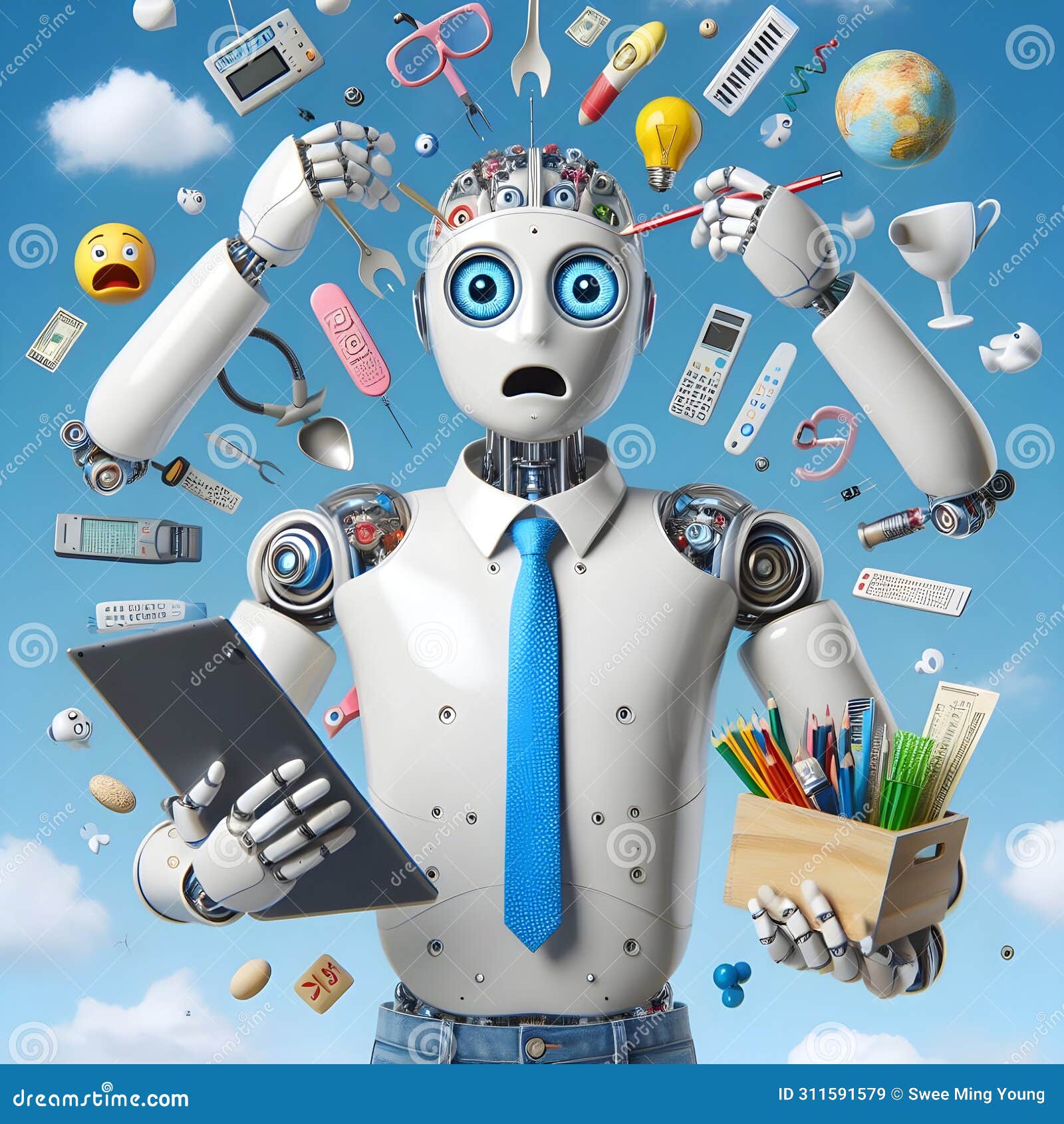 Image of a Surrealistic Gobsmacked AI Robots in Different Facial ...