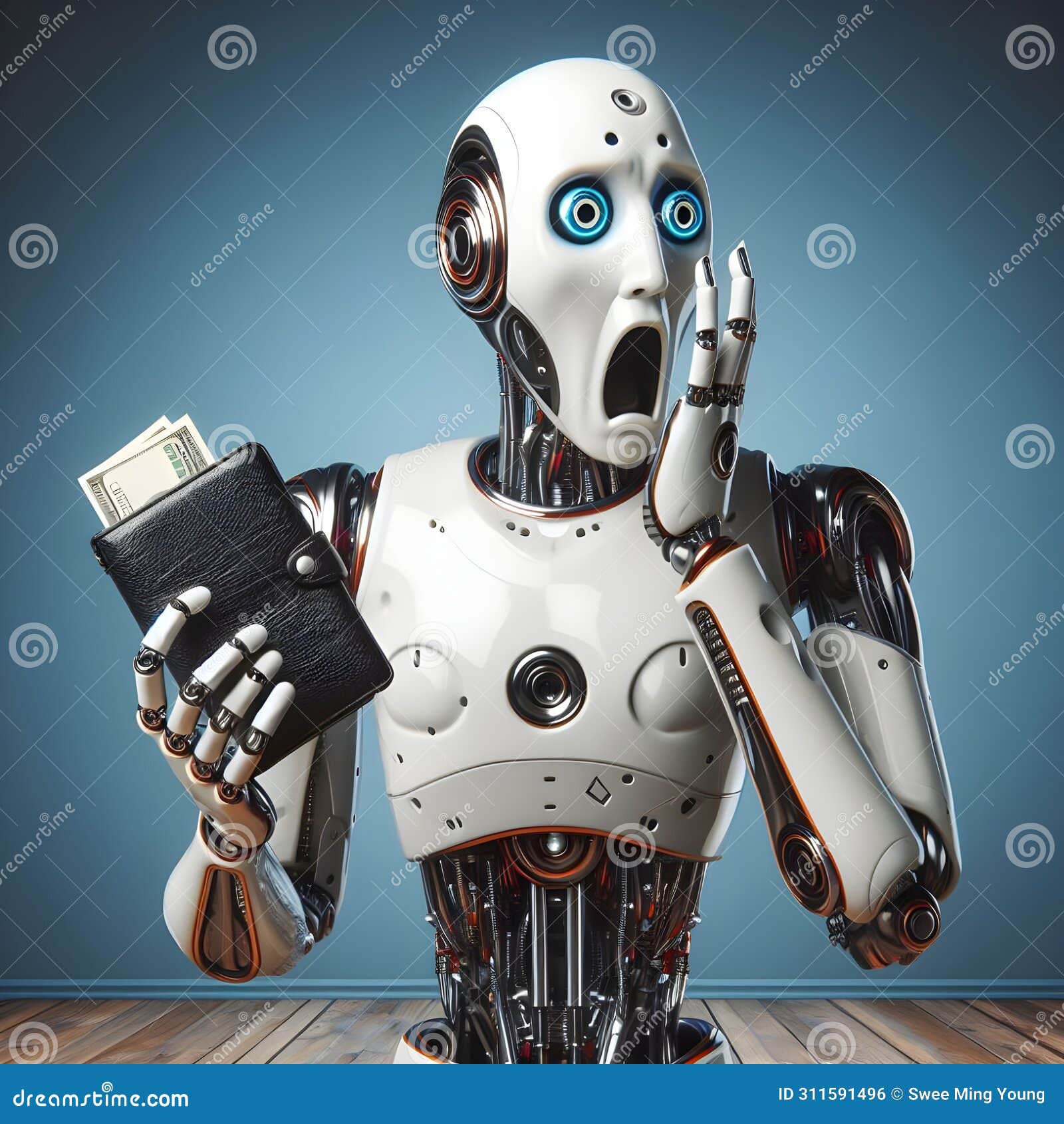 Image of a Surrealistic Gobsmacked AI Robots in Different Facial Expressions. Stock Illustration ...