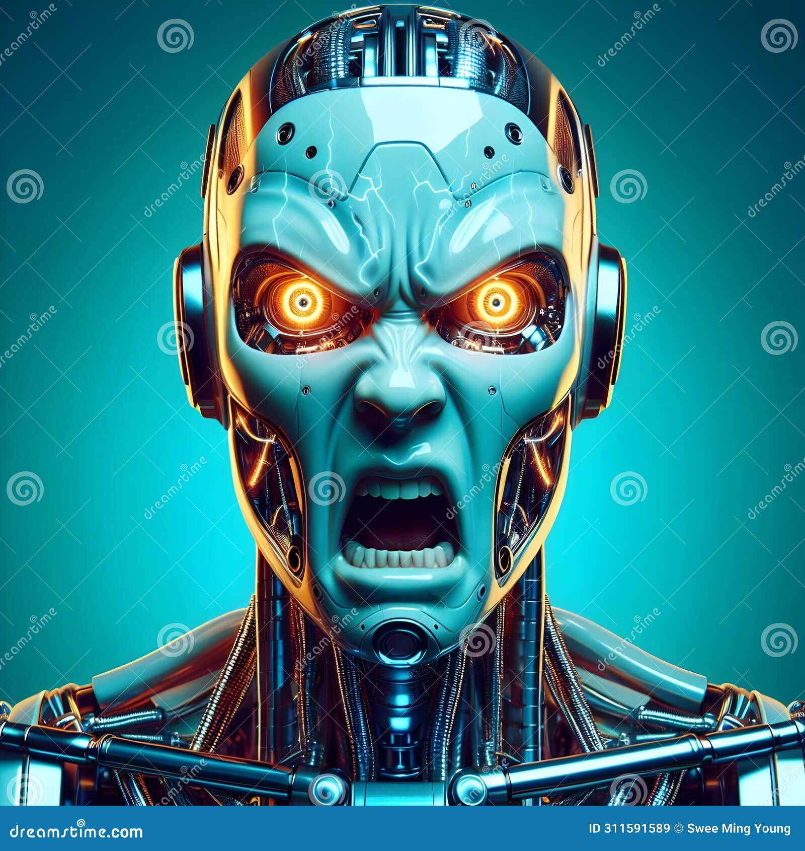 Image of a Surrealistic Gobsmacked AI Robots in Different Facial ...