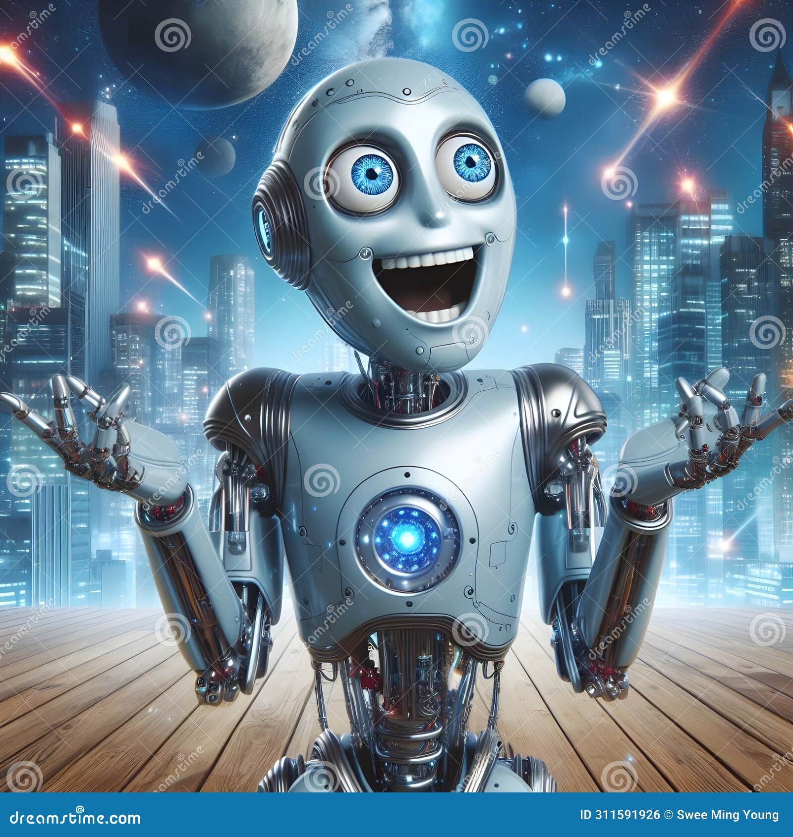 Image of a Surrealistic Gobsmacked AI Robots in Different Facial ...