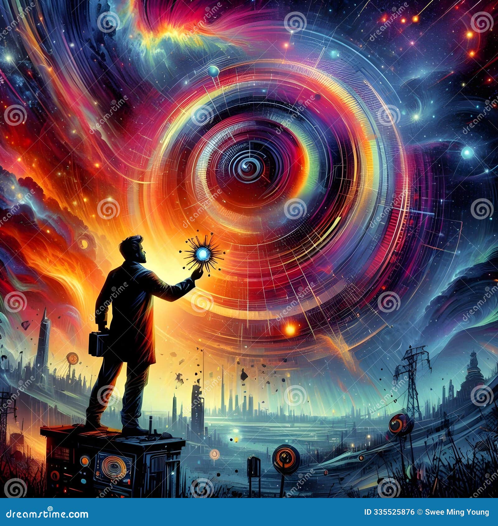 The Technicians Examine The Cosmic Anomaly Under Cover Darkness With The Magnetometers Scale ...