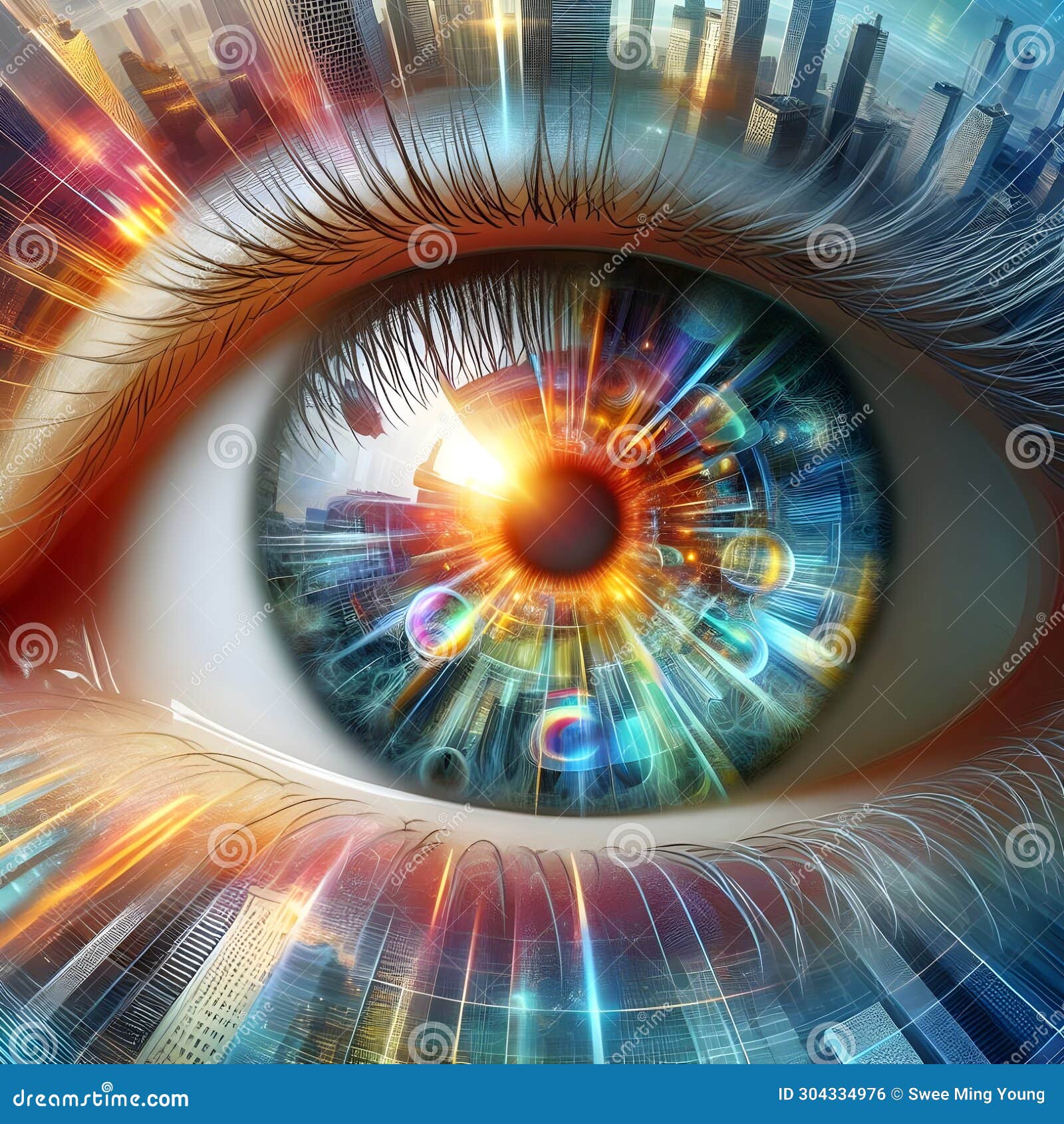 Image of a Translucent Eye with a Kaleidoscope of Bold, Vibrant Colors ...