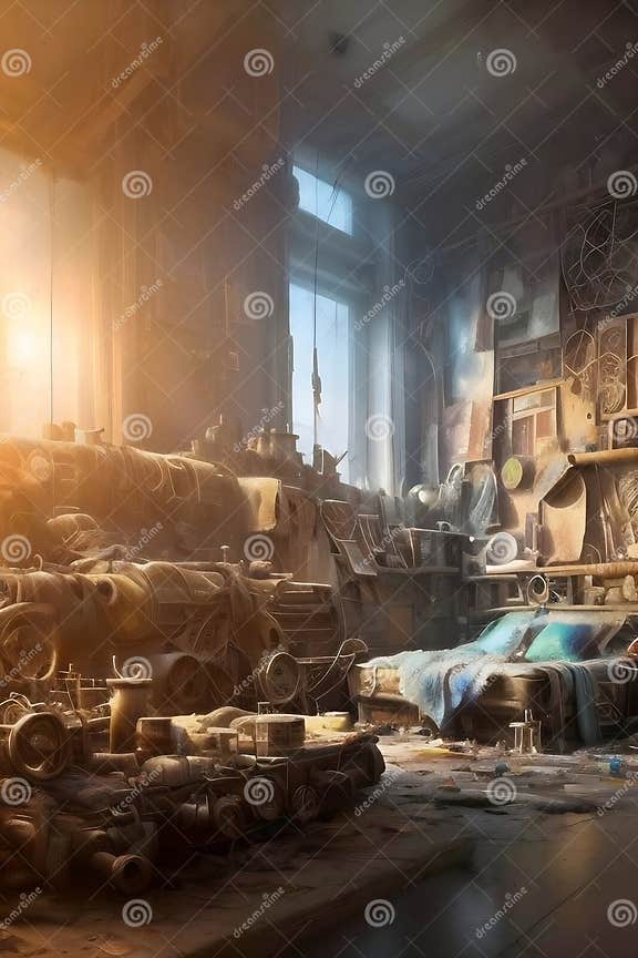 Image of Various Messiest Workshop Fully Filled with All Kind of ...