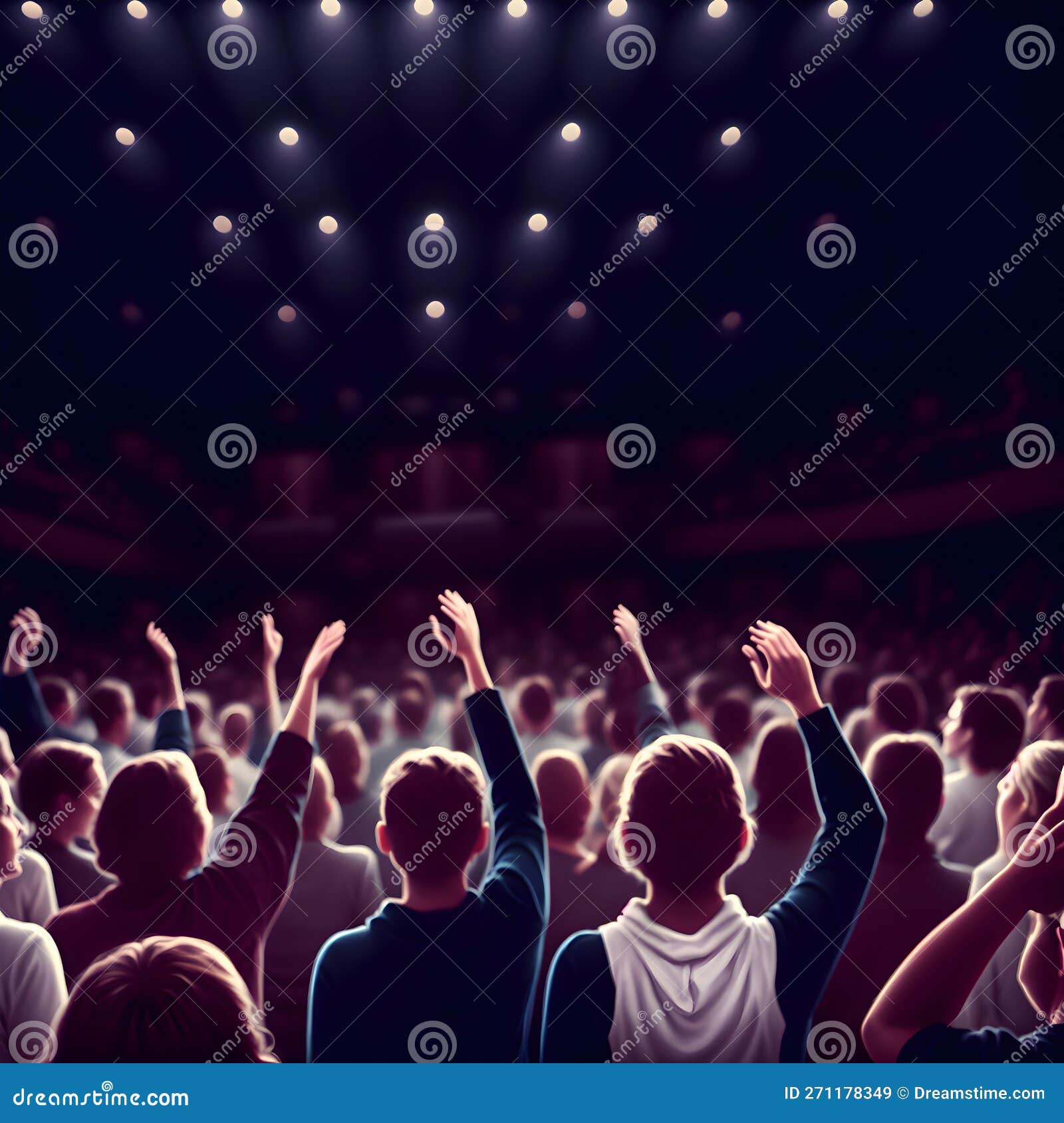 Image of the a Vast Crowd of Hands, Illuminated by a Dreamy and Foggy ...