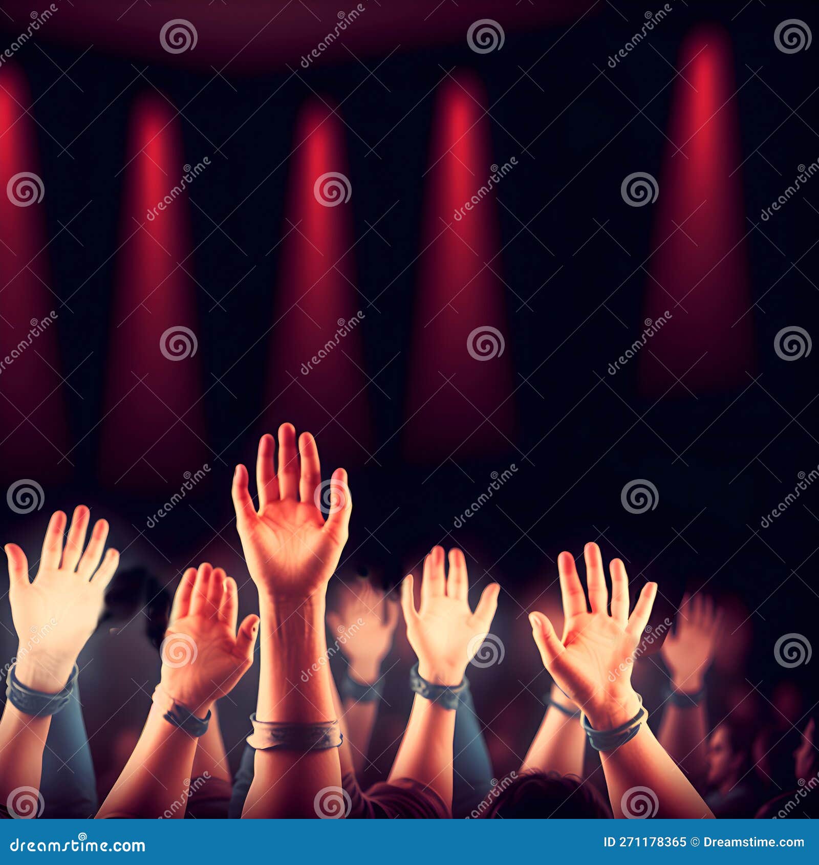 Image of the a Vast Crowd of Hands, Illuminated by a Dreamy and Foggy ...