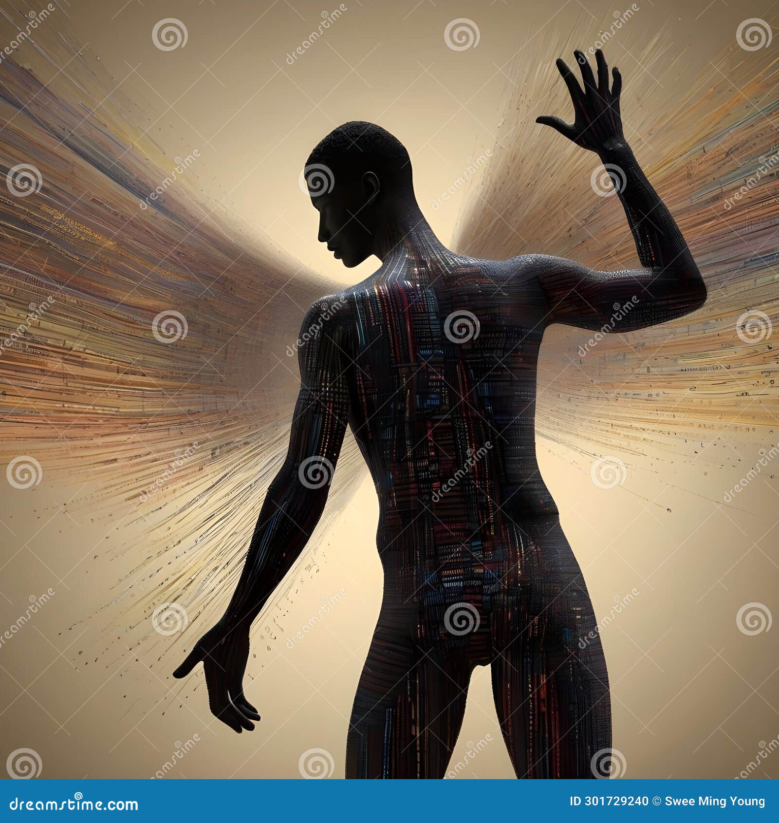 Image Of A Vibrant Cascade Of Colorful Binary Matrix Code, Forming The ...