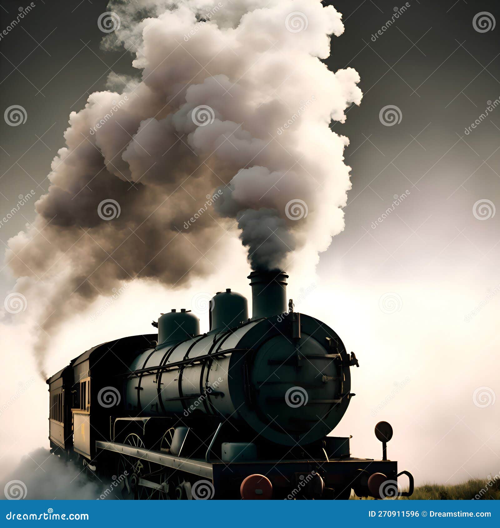Image of the Vintage Train Chugging Along the Tracks Releasing Its ...