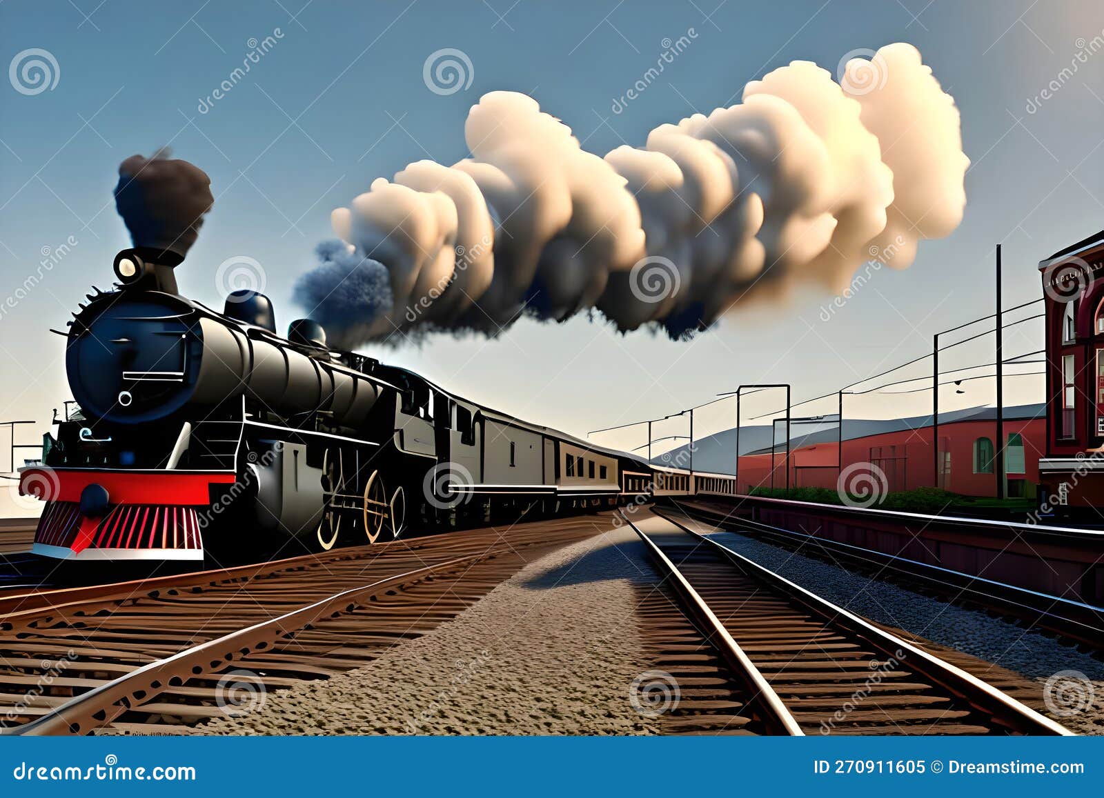 Image of the Vintage Train Chugging Along the Tracks Releasing Its ...