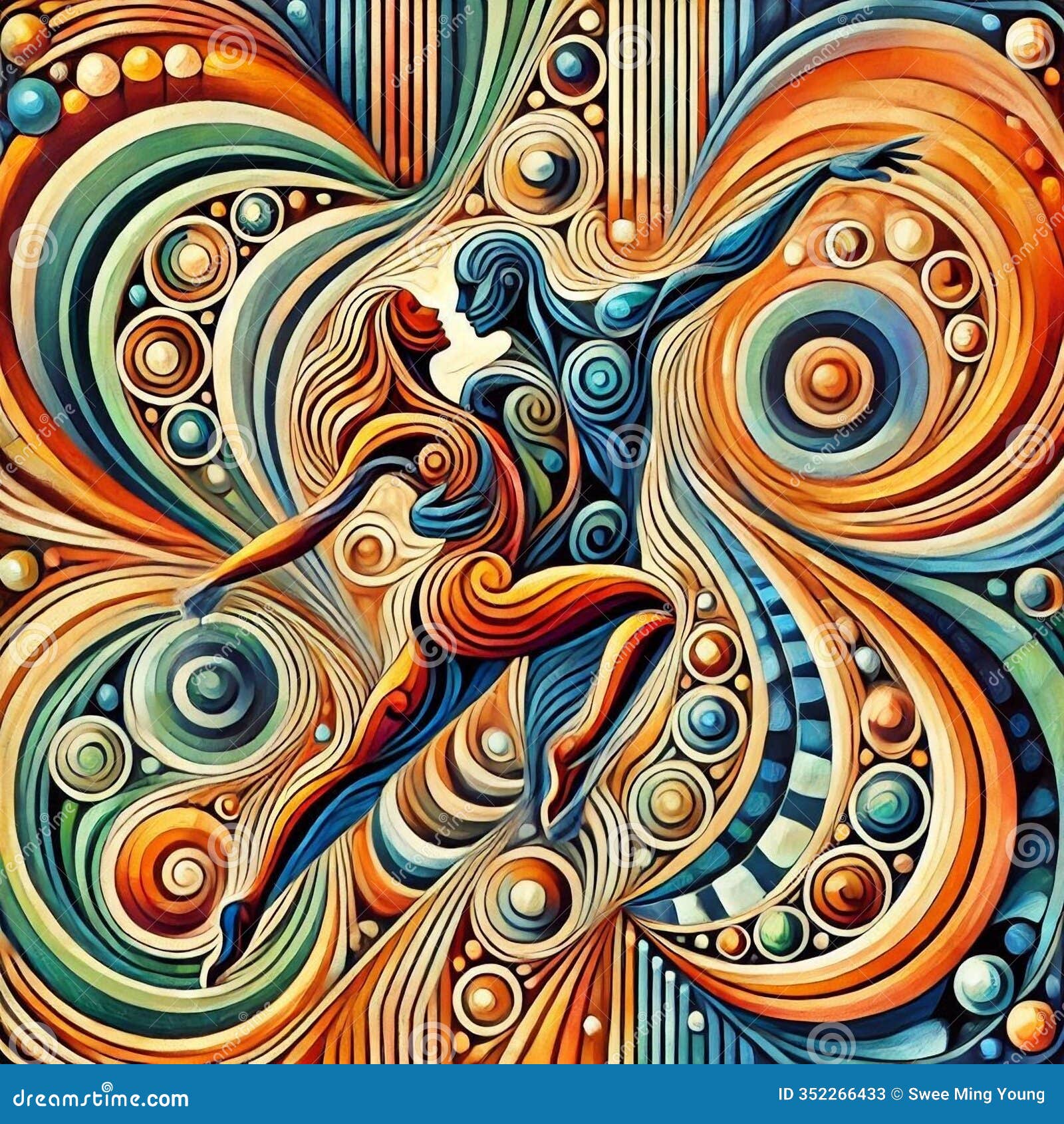 Modern Art Painting of Vibrant Geometric Patterns Visual Color of a ...