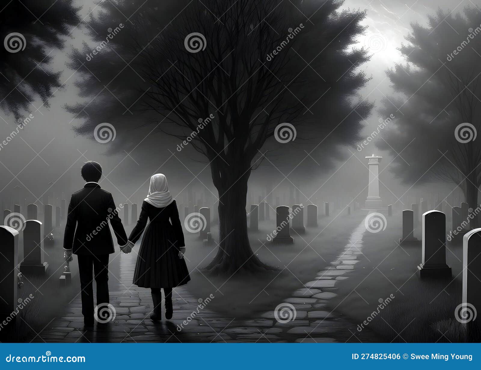 Image of Leisure Activity People Do at Night Time at the Cemetery ...