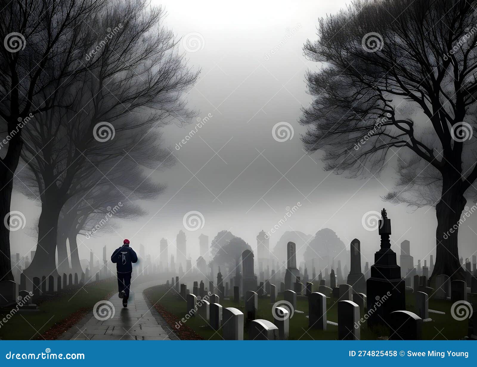 Image of Leisure Activity People Do at Night Time at the Cemetery ...