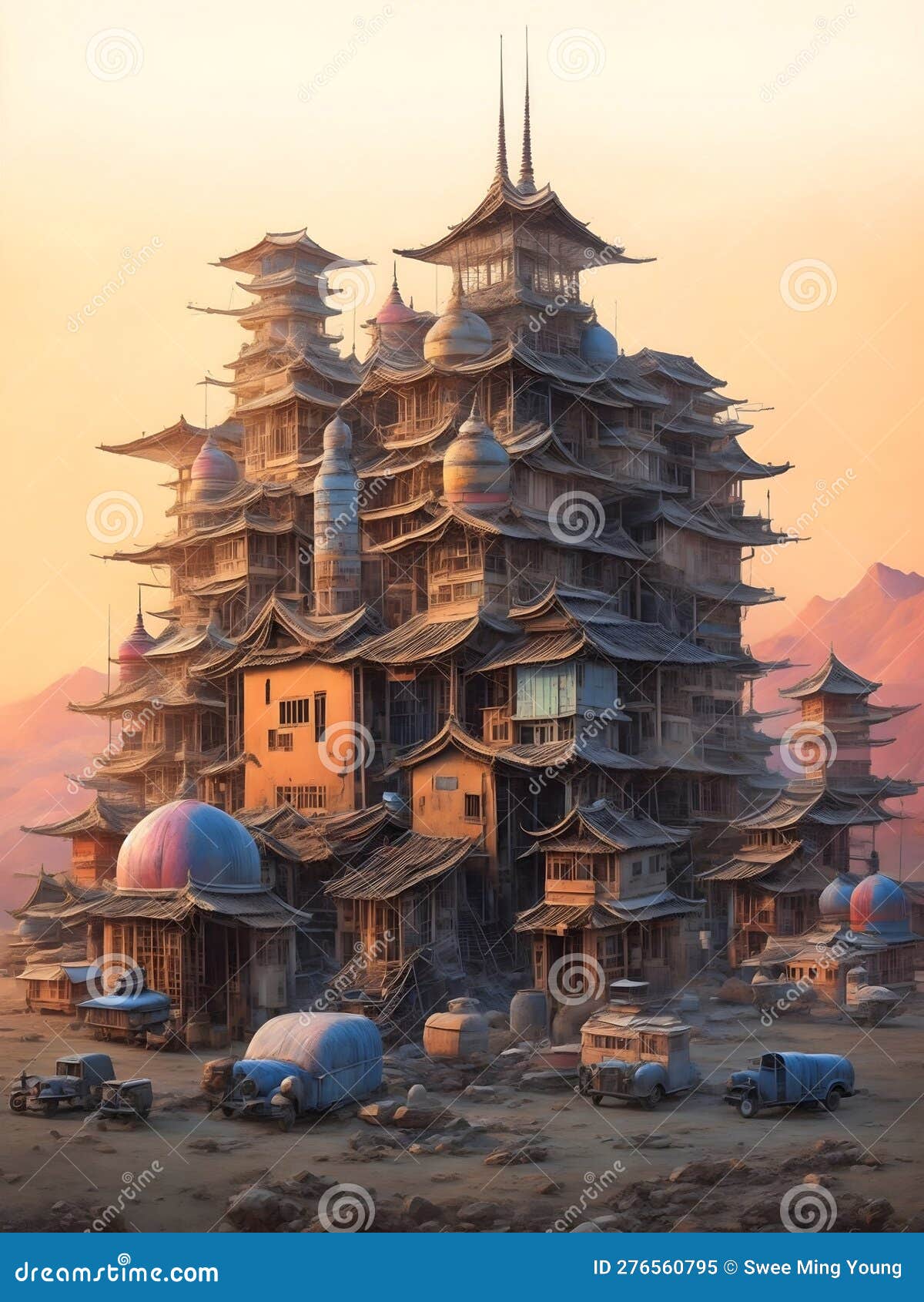 Image of the Multicolored Gigantic Scale Buildings Pile and Stack Up ...