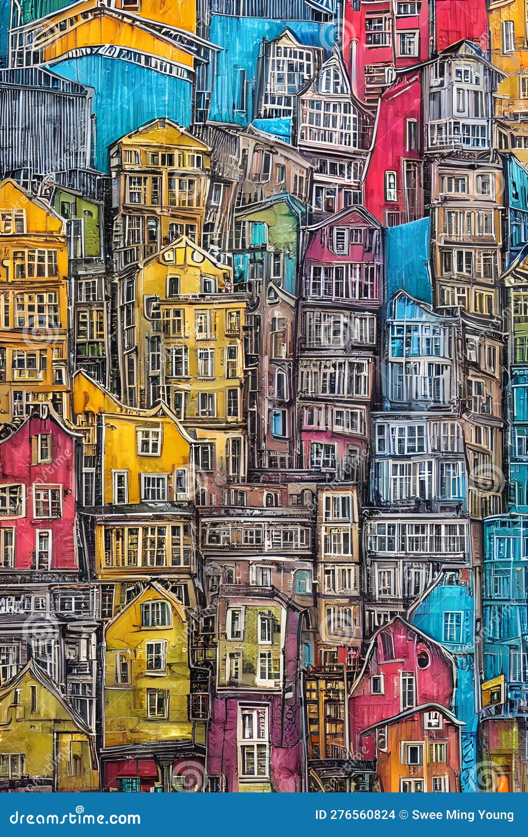 Image of the Multicolored Gigantic Scale Buildings Pile and Stack Up ...