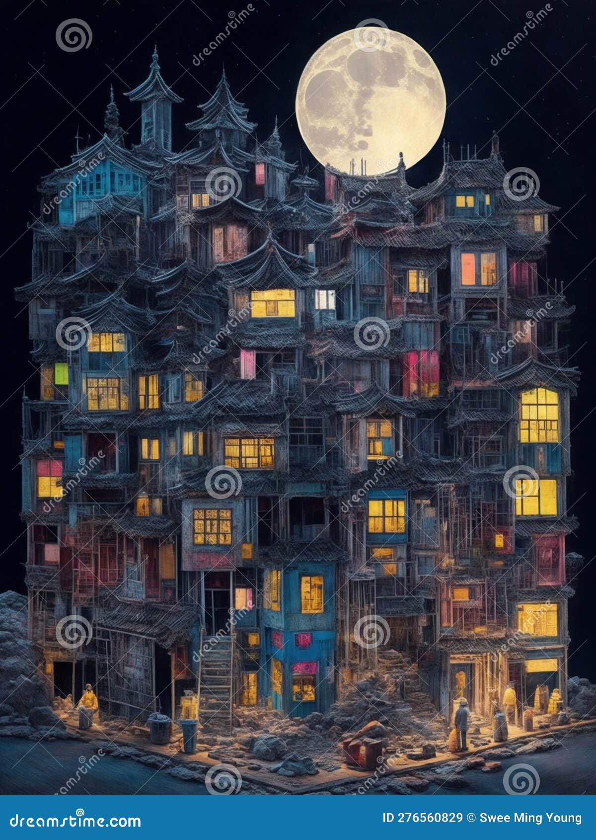 Image of the Multicolored Gigantic Scale Buildings Pile and Stack Up ...