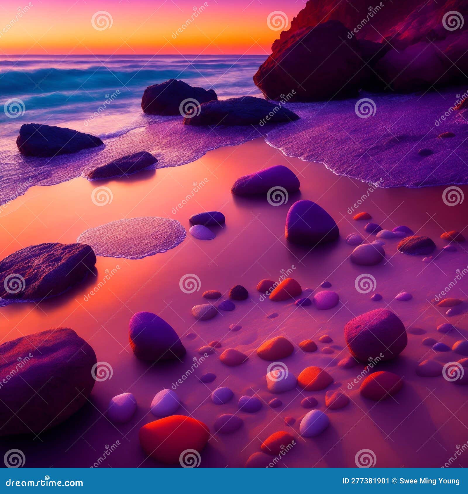 Image of Bunch of Colorful Pebbles and Stones on the Beach at Golden ...